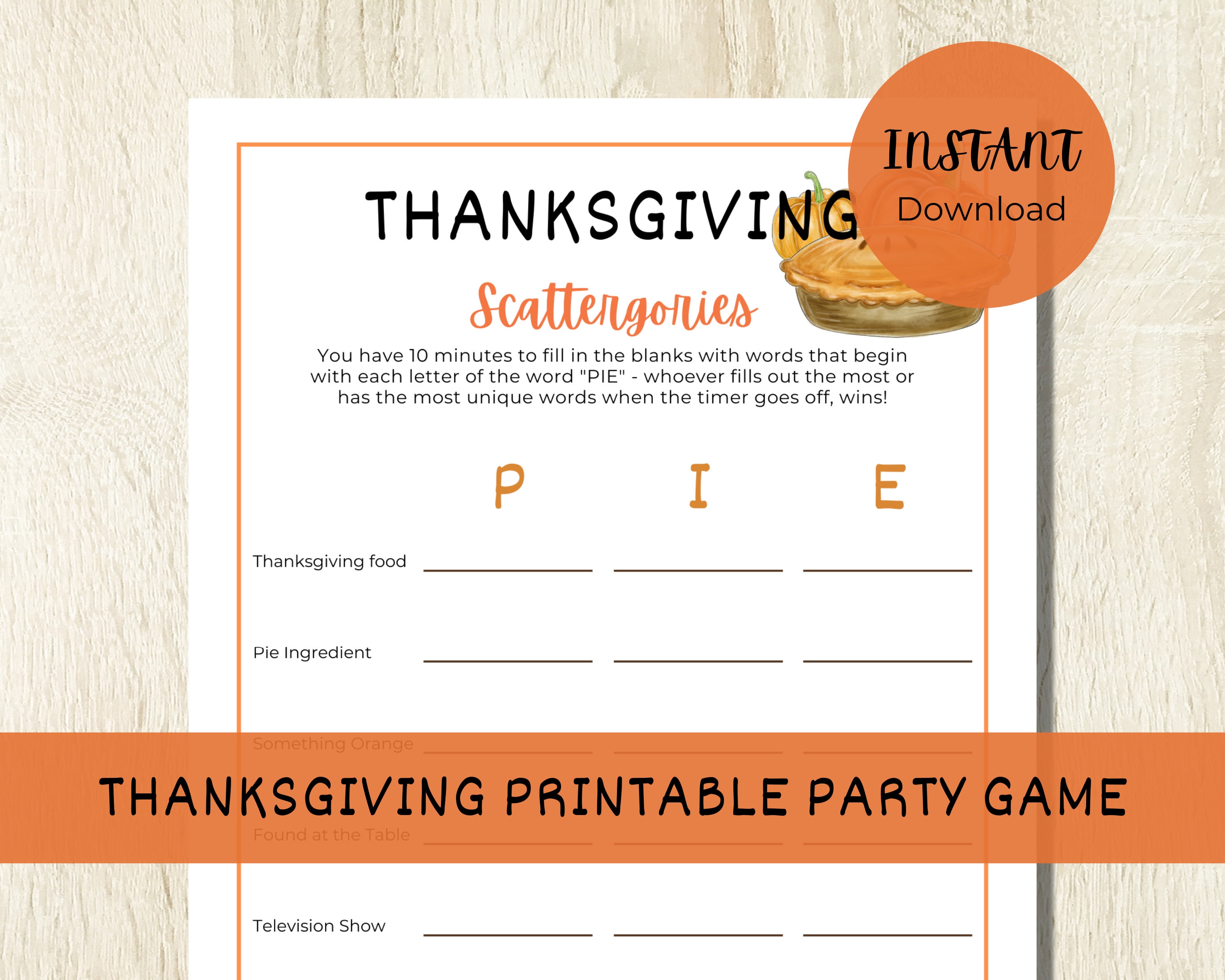 Scattergories Thanksgiving Printable Party Game, Thanksgiving Trivia ...