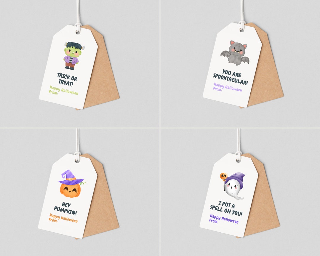 Printable Halloween Gift Tags, Halloween Treat Bag Tags, Trick or Treat ...
