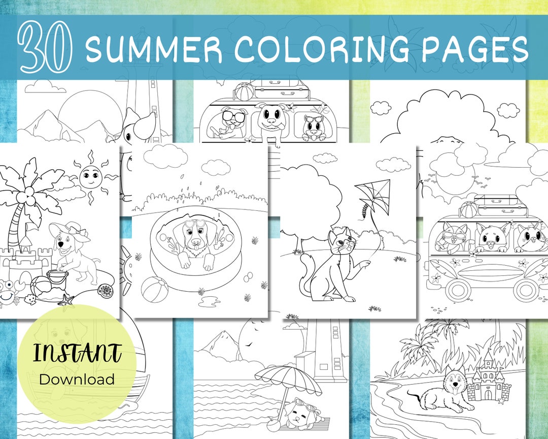 30 Summer Coloring Pages, Cats Coloring Pages, Dog Coloring Pages ...