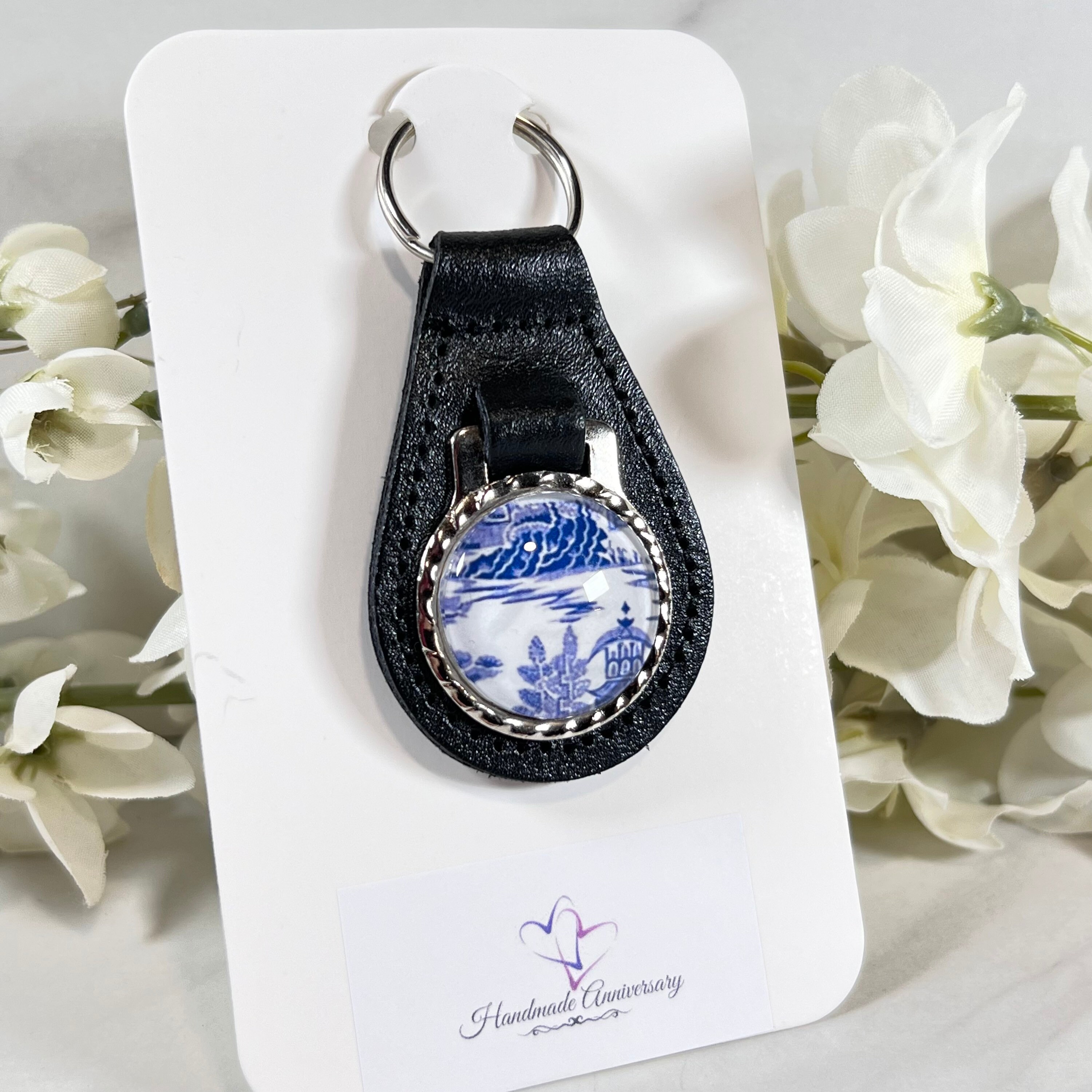 Willow 9th Wedding Anniversary Leather Key Fob Keyring Handmade - Etsy