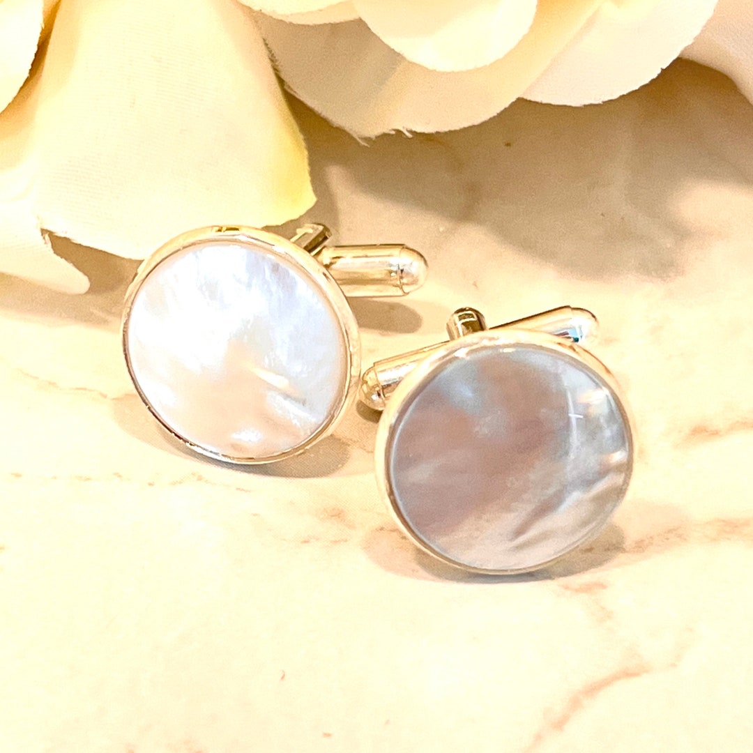 PEARL CUFFLINKS 30th Wedding Anniversary Gift Set, Handmade, Silver ...