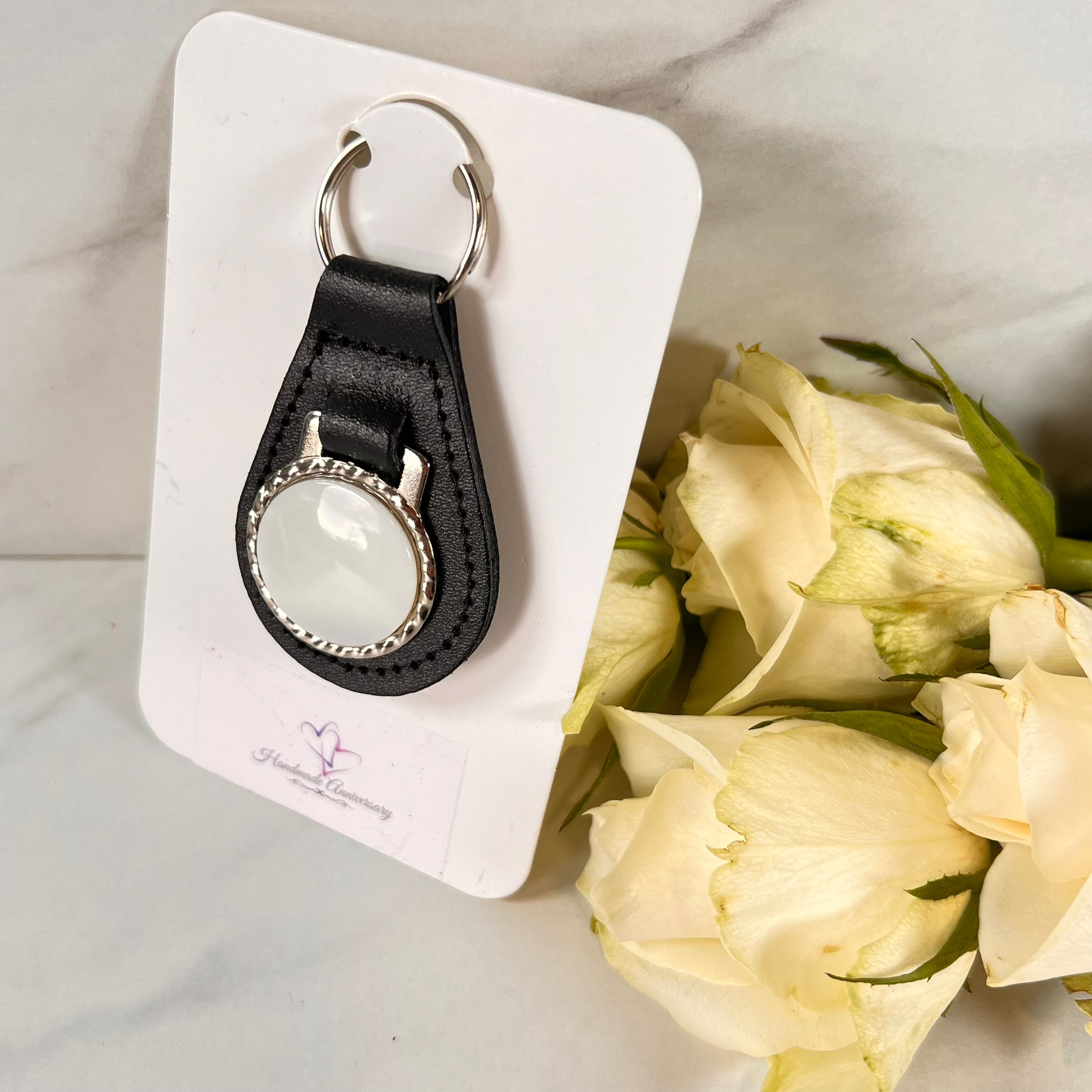 PEARL KEY FOB 30th Wedding Anniversary Leather Gift, Key Ring, Key ...