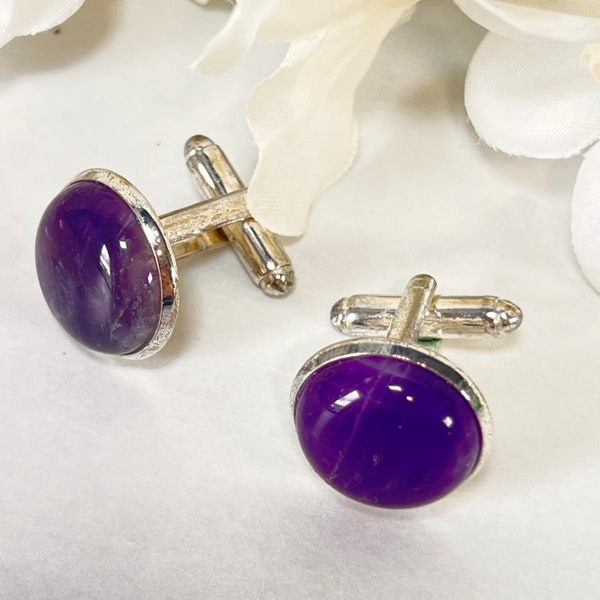 Amethyst Cufflinks - Etsy