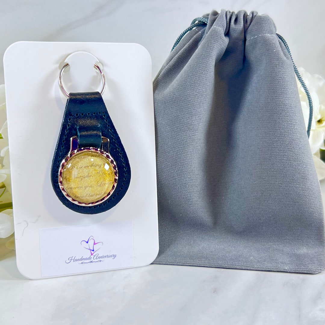 PAPER KEY FOB 1st Wedding Anniversary Leather Keyring, Key Chain, Gift ...