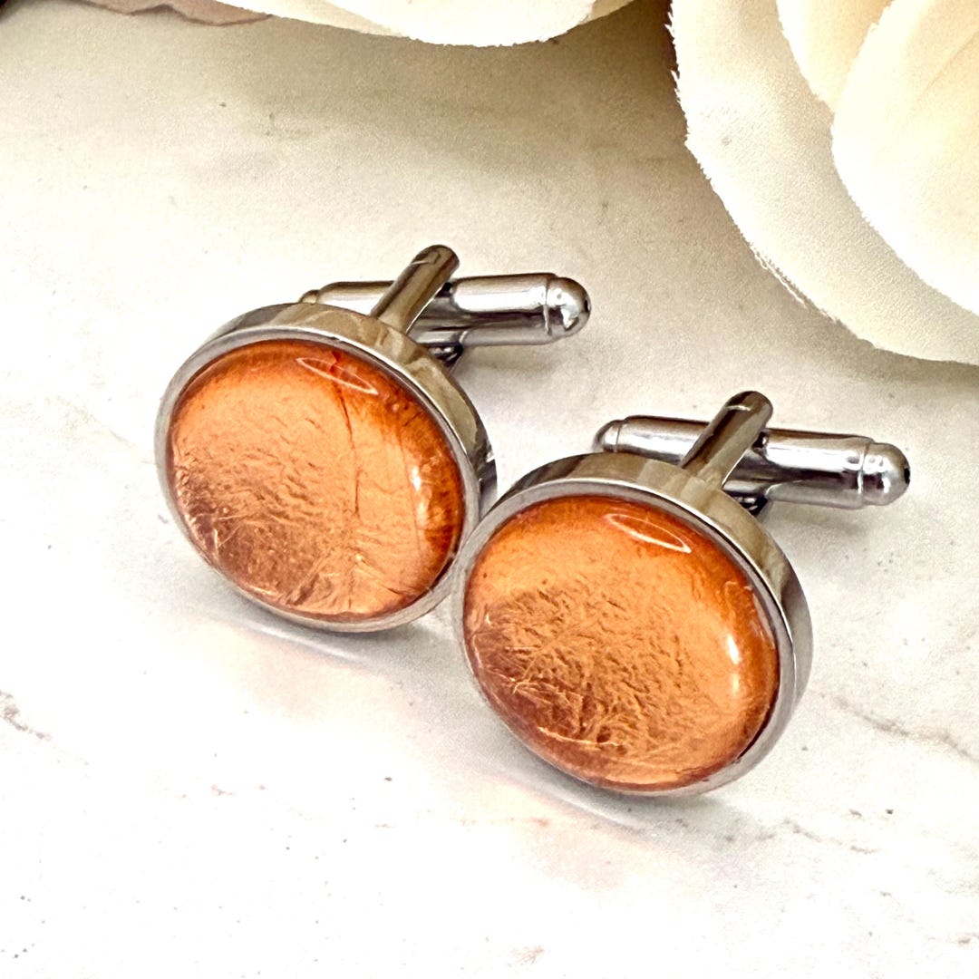COPPER CUFFLINKS 7th Wedding Anniversary, Silver Plated Cufflinks Gift ...