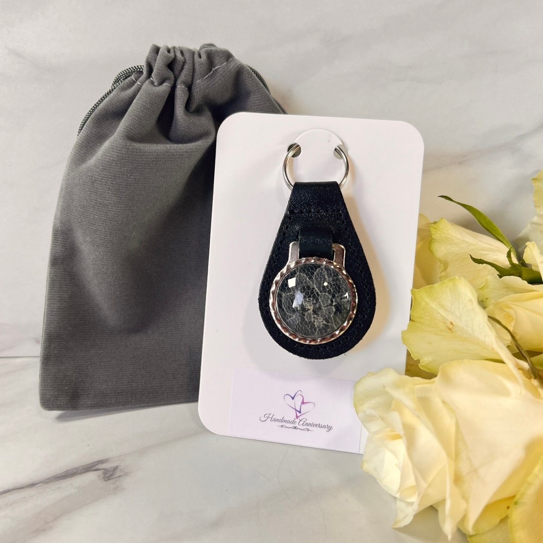 LACE KEY FOB 13th Wedding Anniversary Leather Keyring, Handmade, Eco ...