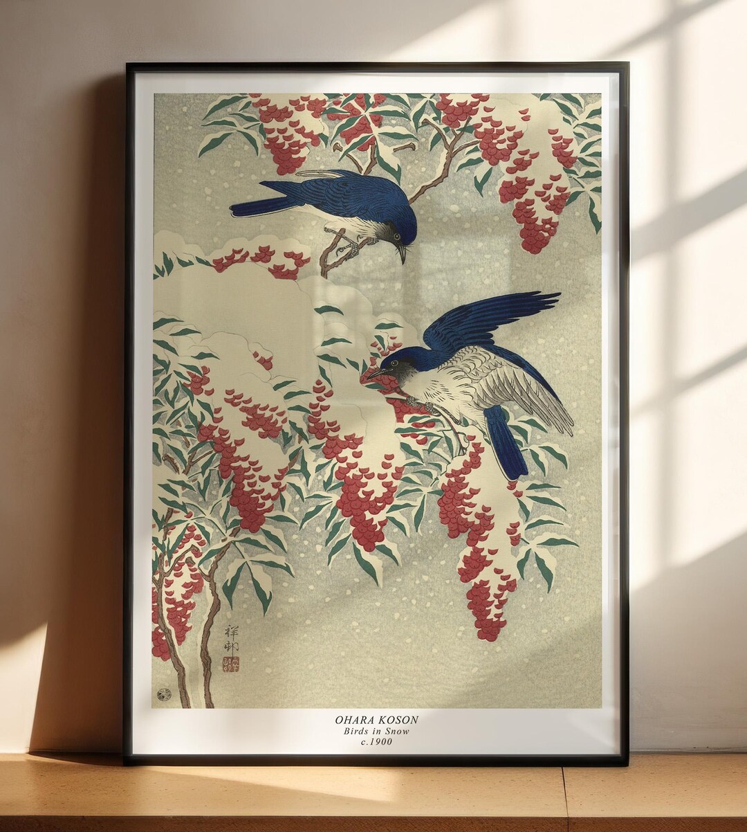Japanese Bird Wall Art, Birds in Snow by Ohara Koson, Ukiyo-e Print ...