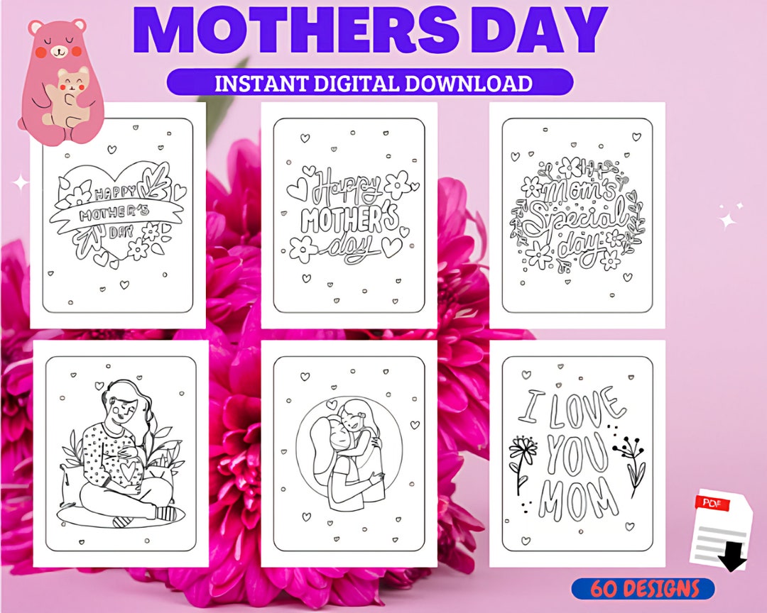 60 Mother's Day Coloring Pages for Kids printable PDF - Etsy