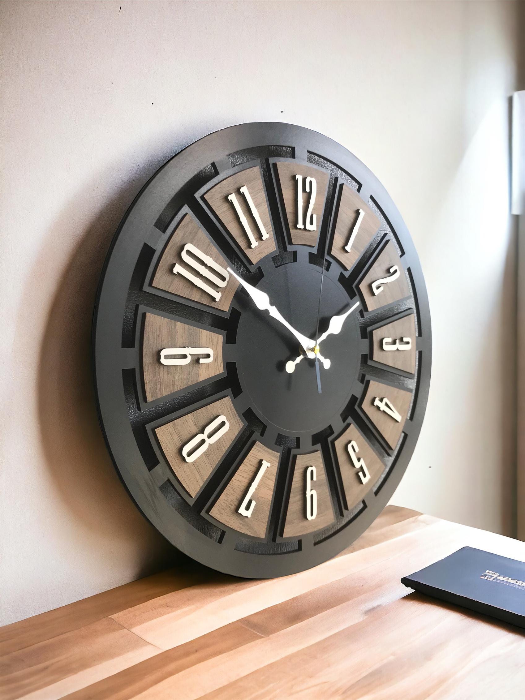 Minimal Wall Clock, Large Clock, Wooden Wall Clock, Oak Wall Clock ...