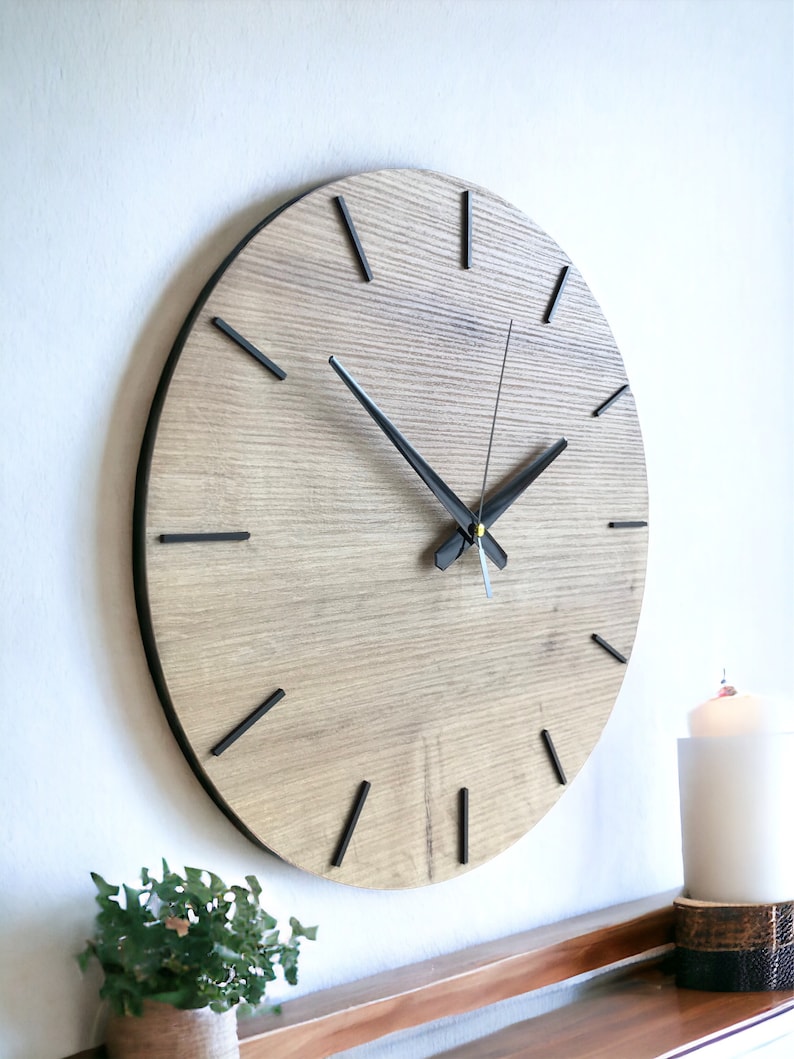 Minimalist Wall Clock, Boho Wooden Clock, Minimal Wall Clock, Large ...
