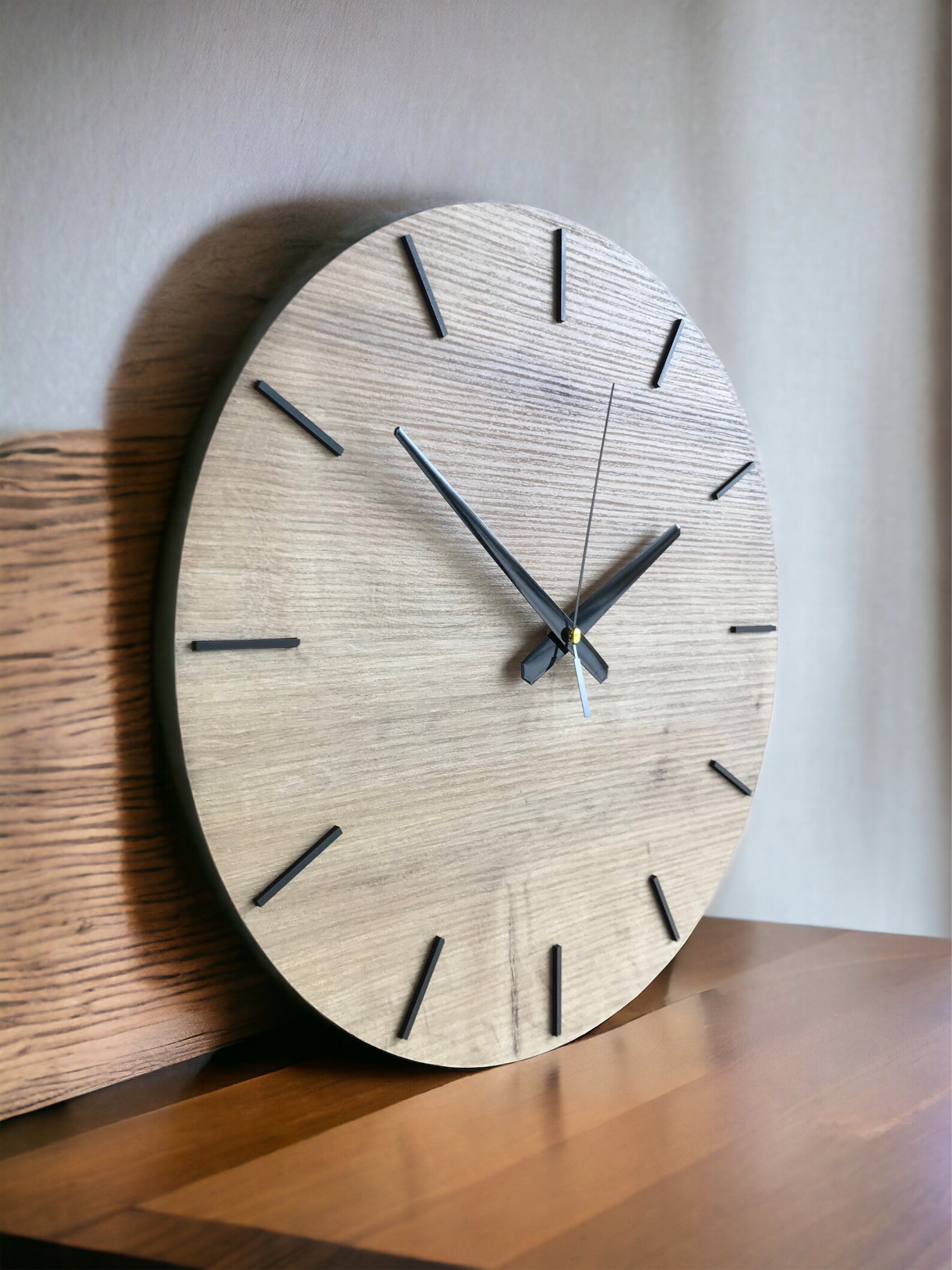 Minimalist Wall Clock, Boho Wooden Clock, Minimal Wall Clock, Large ...