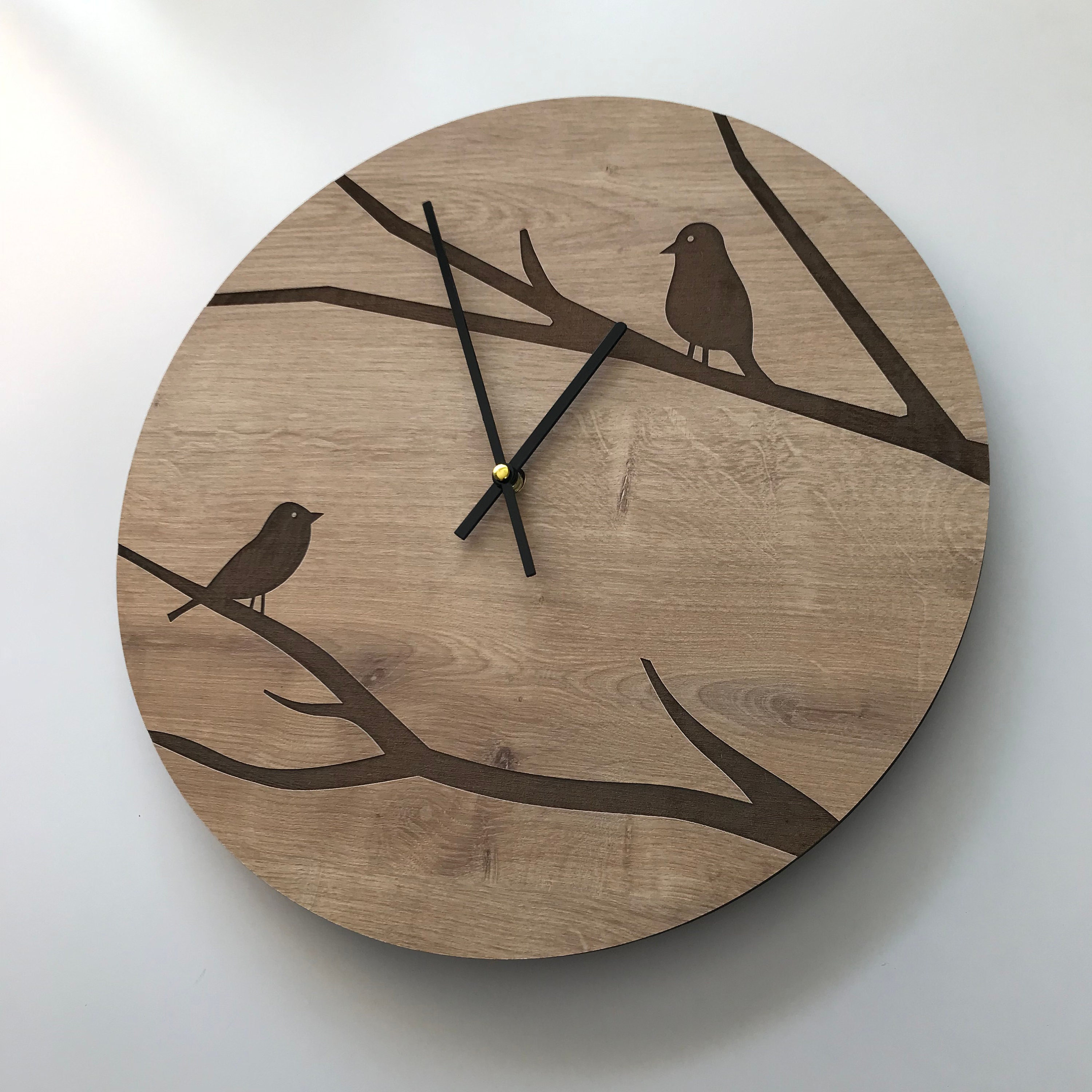 Bird Clock Modern Wall Clock Retro Clock Wooden Clock - Etsy