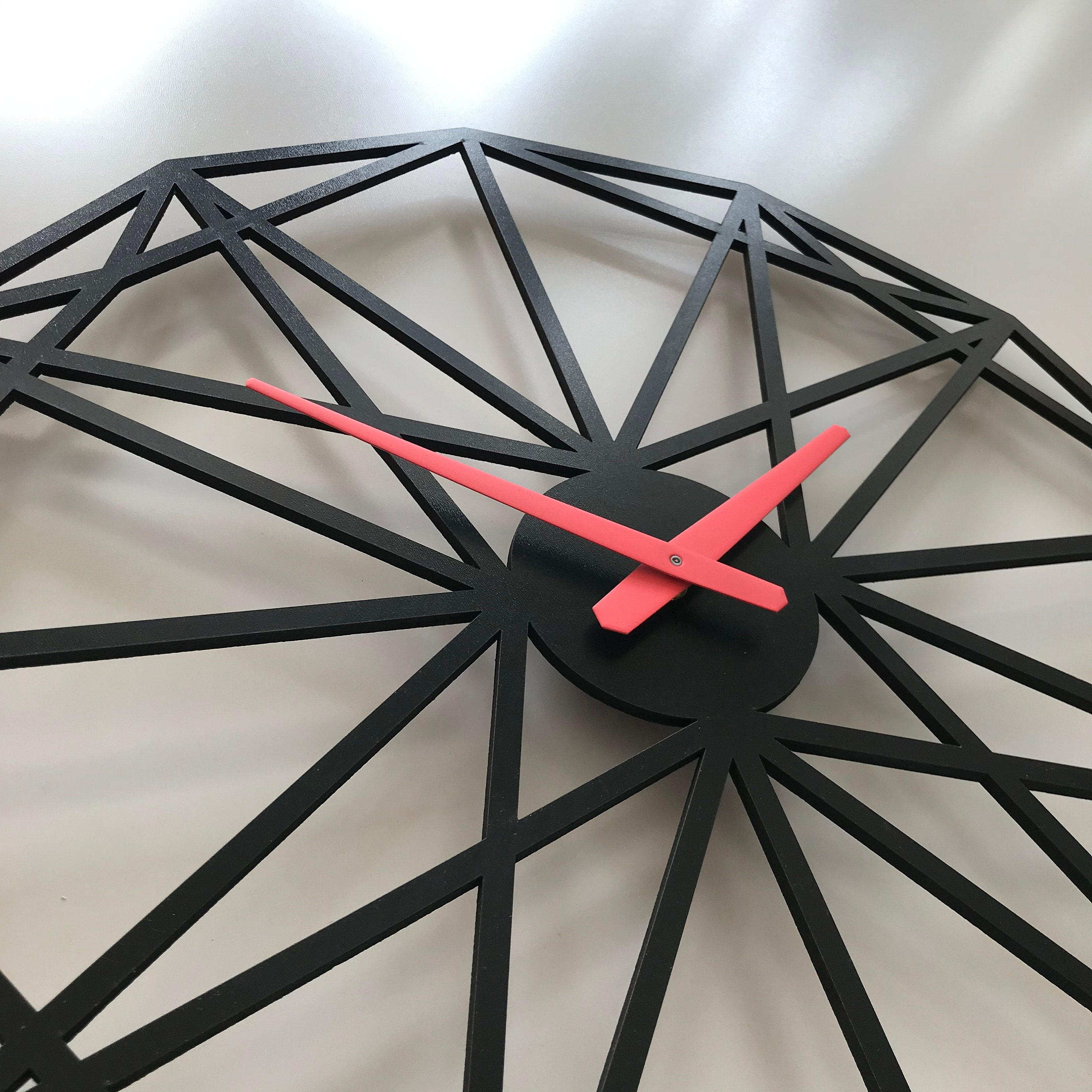 Geometric Wall Clock, Modern Clock, Wooden Clock, Large Clock, Wooden Wall Clock, Industrial ...