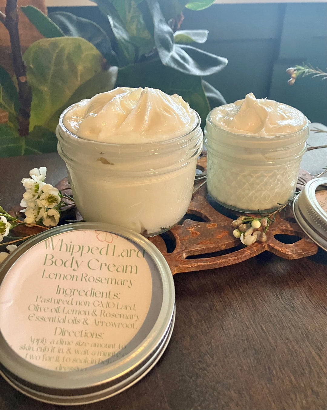 Lemon Rosemary Whipped Lard Body Cream - Etsy