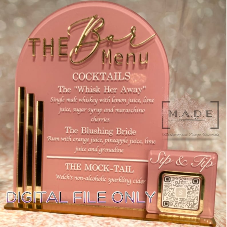DIGITAL FILE Bar Menu Sign Bar Menu Svg File Glowforge File - Etsy