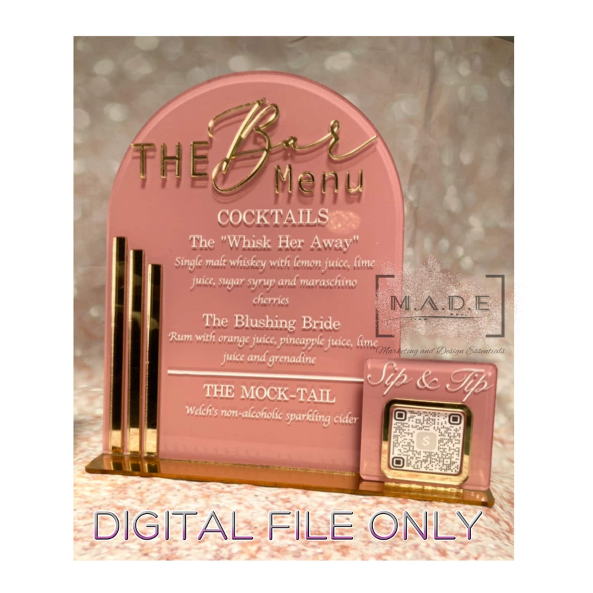 DIGITAL FILE Bar Menu Sign Bar Menu Svg File Glowforge File - Etsy
