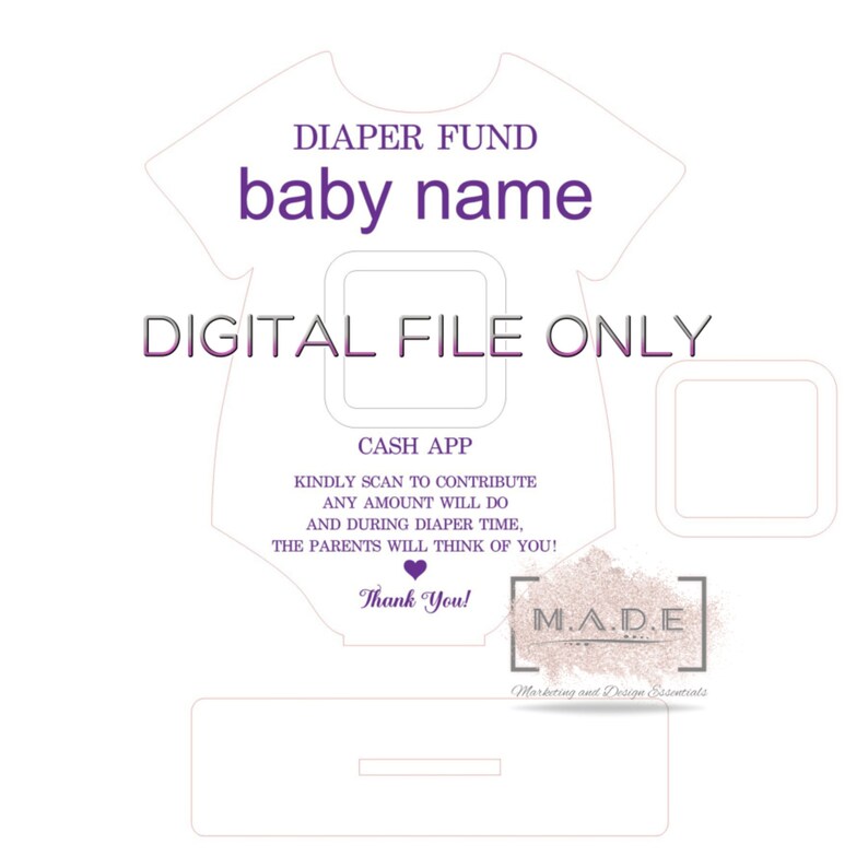 DIGITAL FILE QR Diaper Fund Sign, Baby Shower File, Svg File, Glowforge ...