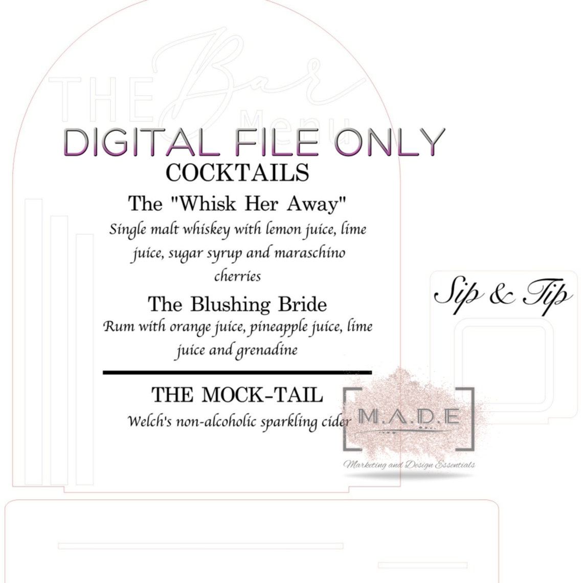 DIGITAL FILE Bar Menu Sign Bar Menu Svg File Glowforge File - Etsy