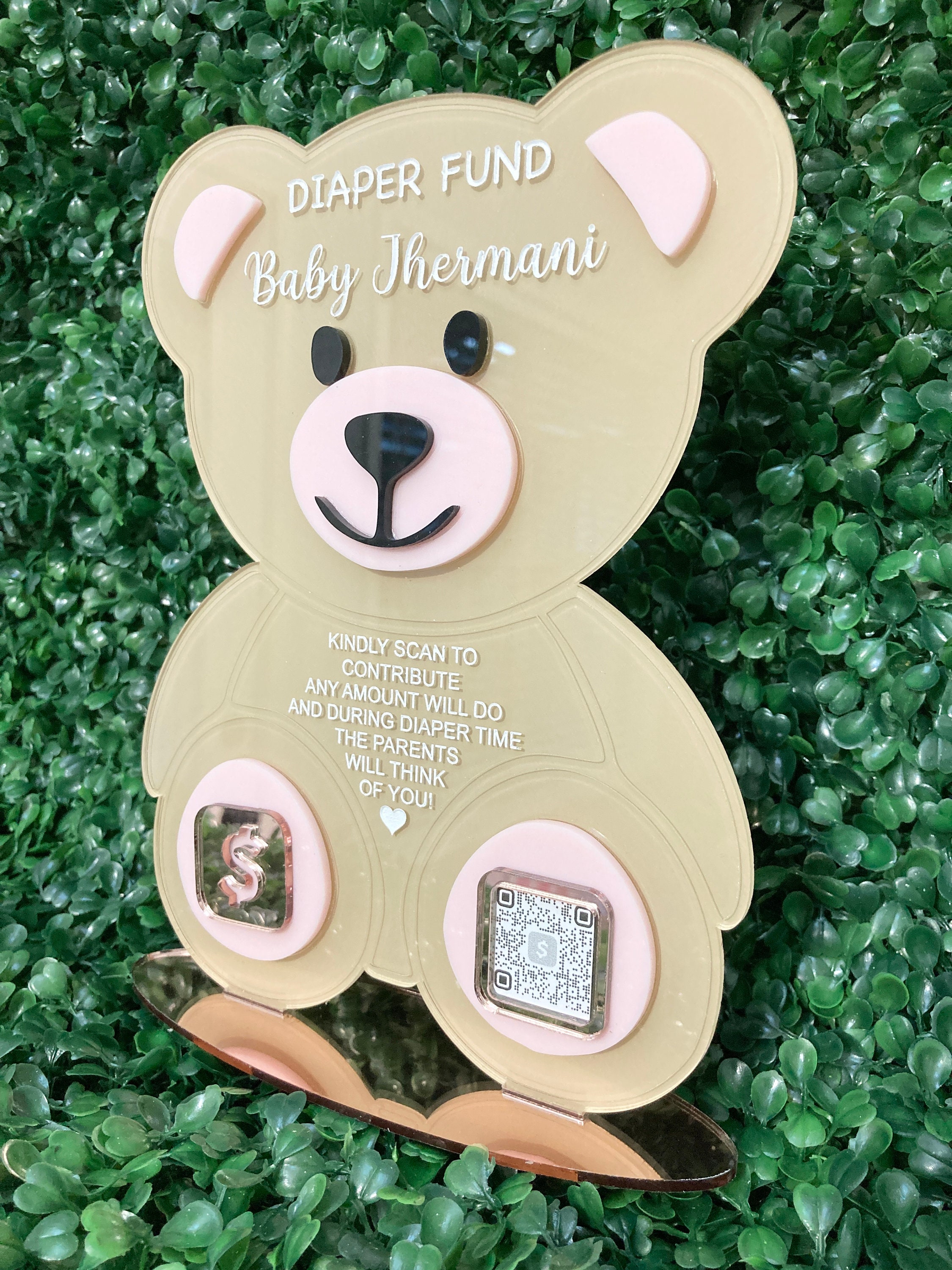 Teddy Bear Diaper Fund Acrylic Sign Baby Shower Diaper Fund - Etsy