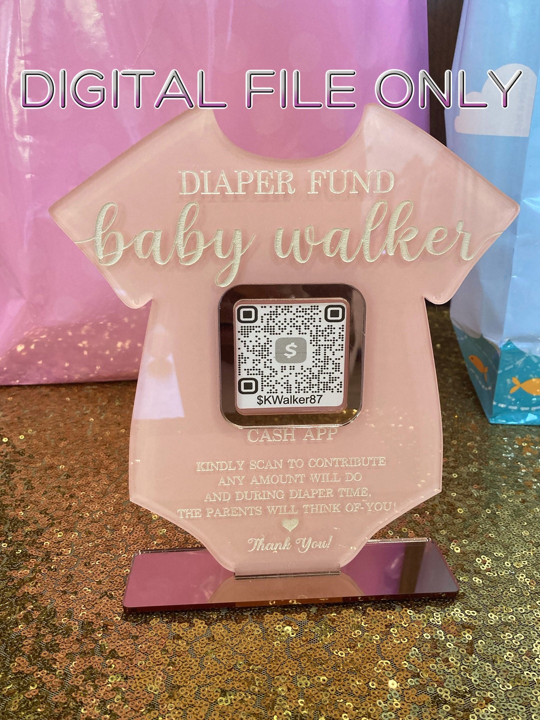 DIGITAL FILE QR Diaper Fund Sign, Baby Shower File, Svg File, Glowforge ...