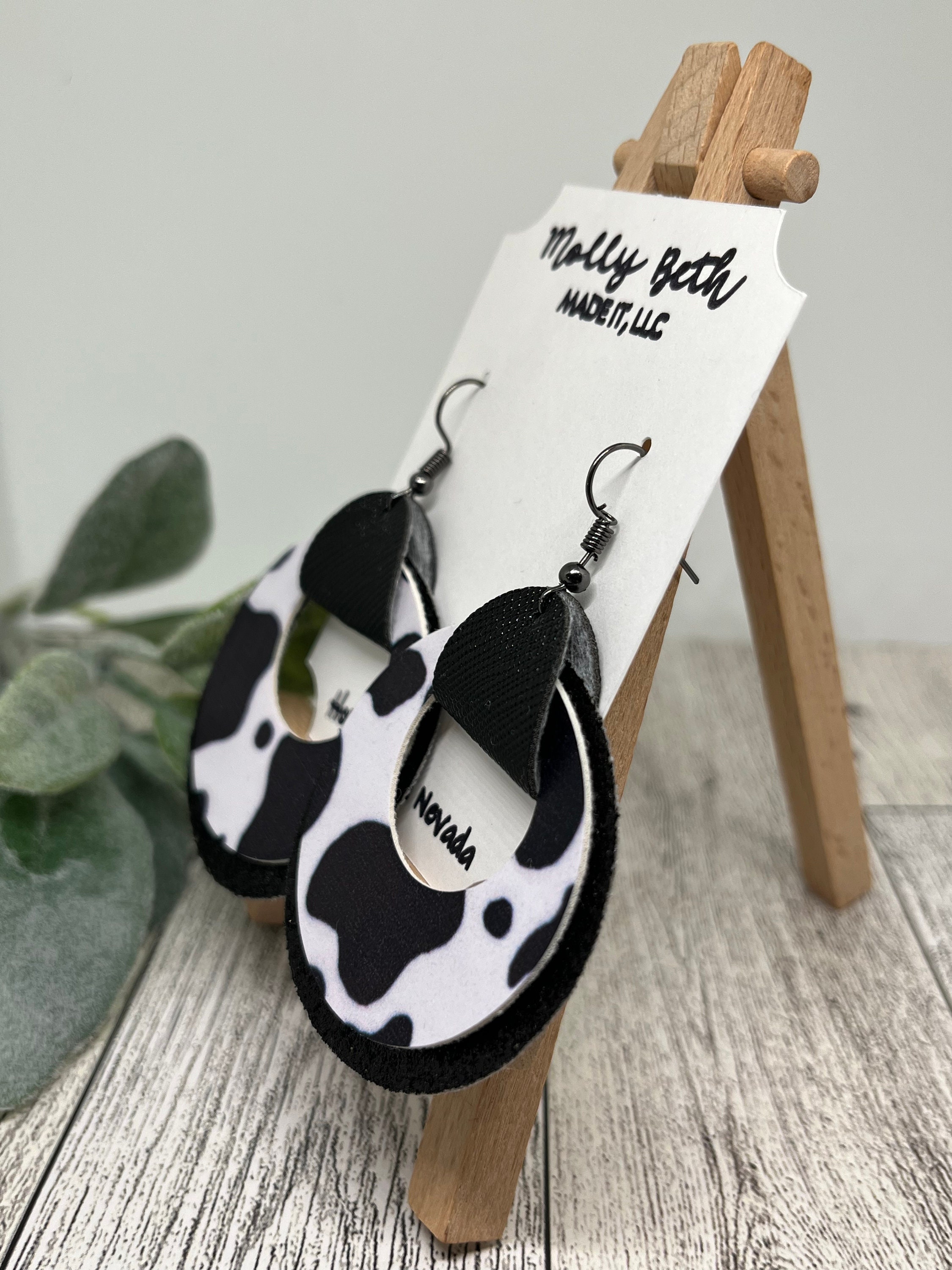Cow Print Earrings, Rodeo Earrings, Cowgirl Earrings, Cow Print Faux ...