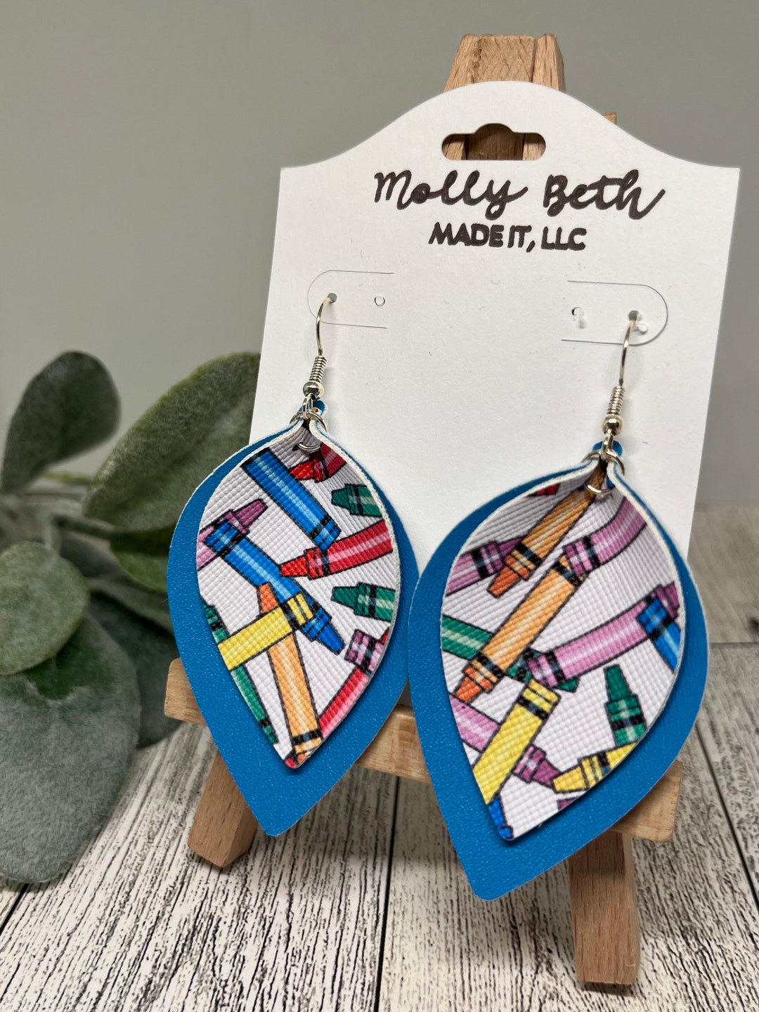 Crayon Earrings, Crayon Faux Leather, Crayon Jewelry, Teacher Earrings ...
