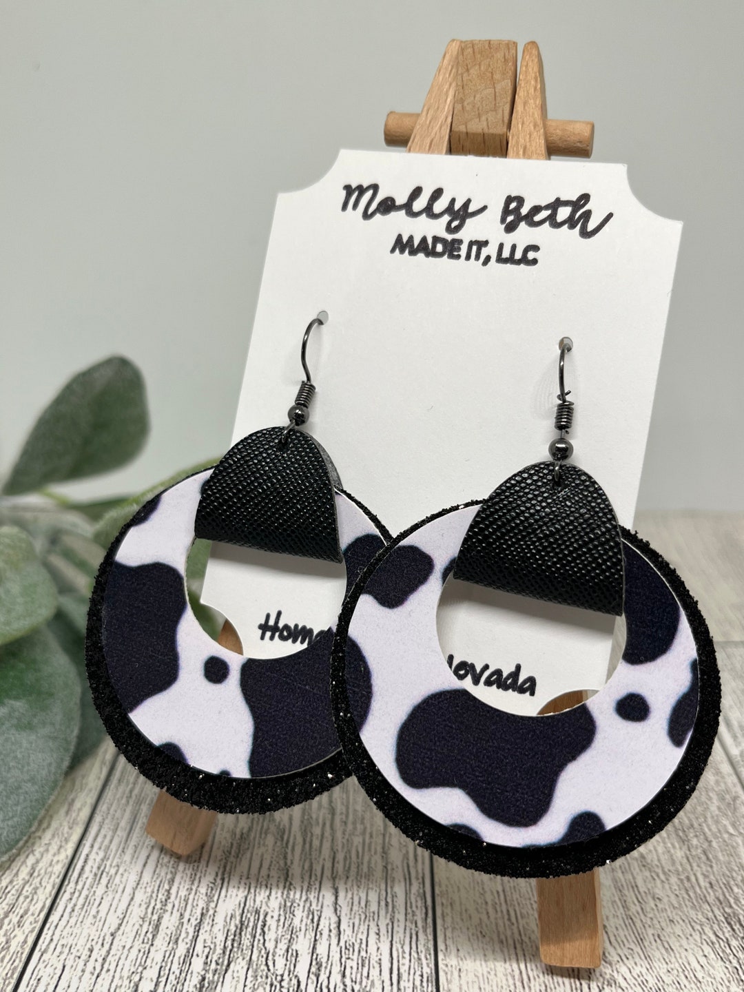 Cow Print Earrings, Rodeo Earrings, Cowgirl Earrings, Cow Print Faux ...