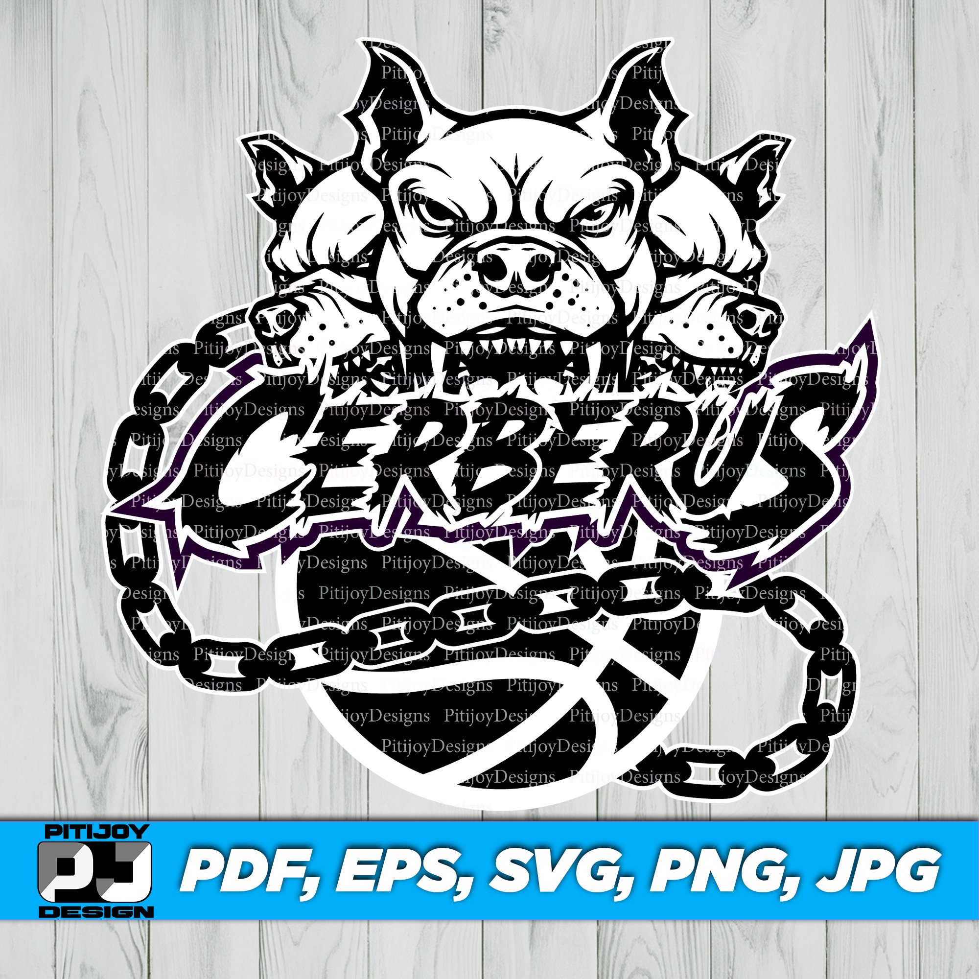 Cerberus Basketball Team Mascot Design With Three-headed Bull Dog for ...
