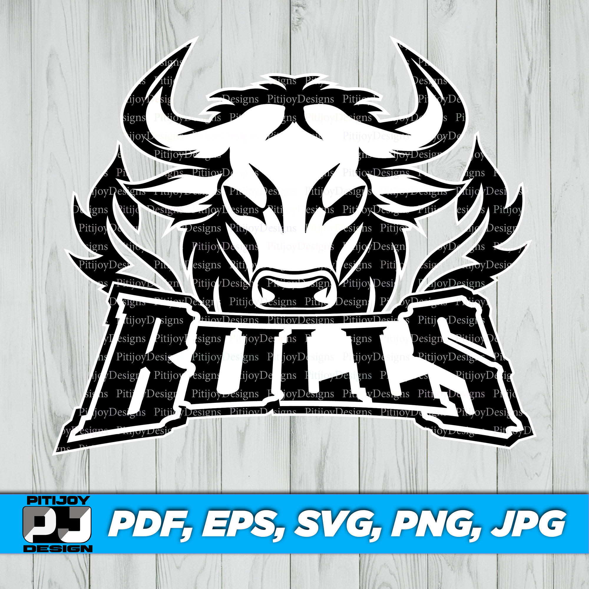 Bulls Team Mascot Bulls SVG, Bulls Art, Bulls Clipart, Bulls Design for ...