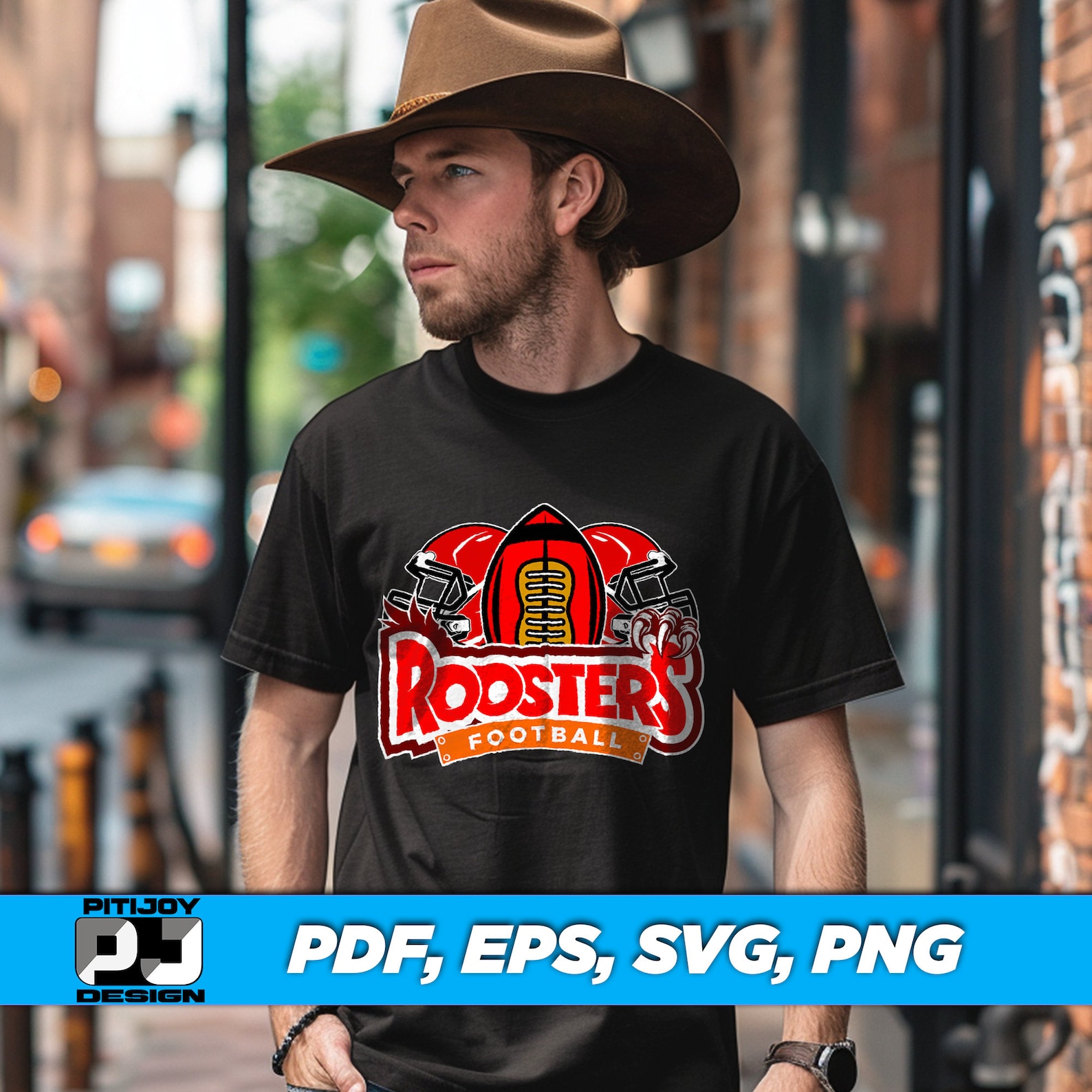 Roosters Football Team Logo-Design für individuelle Kleidung und Waren ...