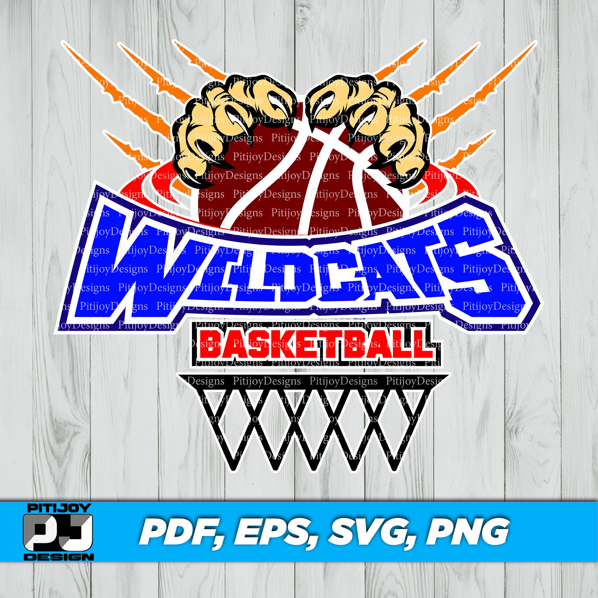Wildcats Basketball Team Mascot Design for Custom Apparel, Team Spirit ...