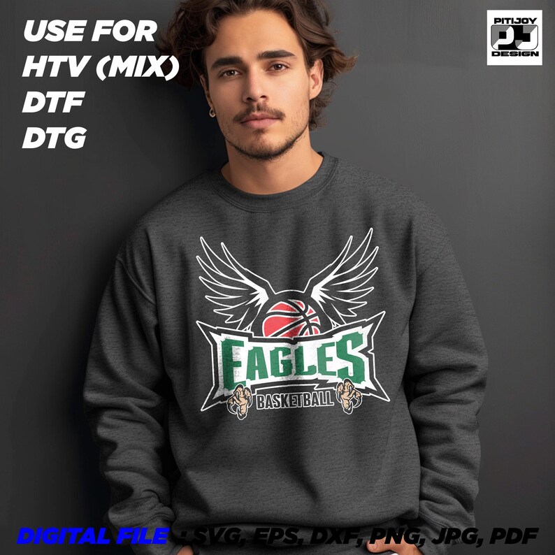 Eagles Basketball SVG, Sports Logo With Wings for Sublimation, Cricut ...