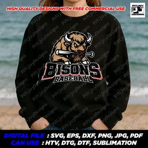 Bisons Baseball Svg Mascot Cut File for Cricut and Sublimation, Bold ...