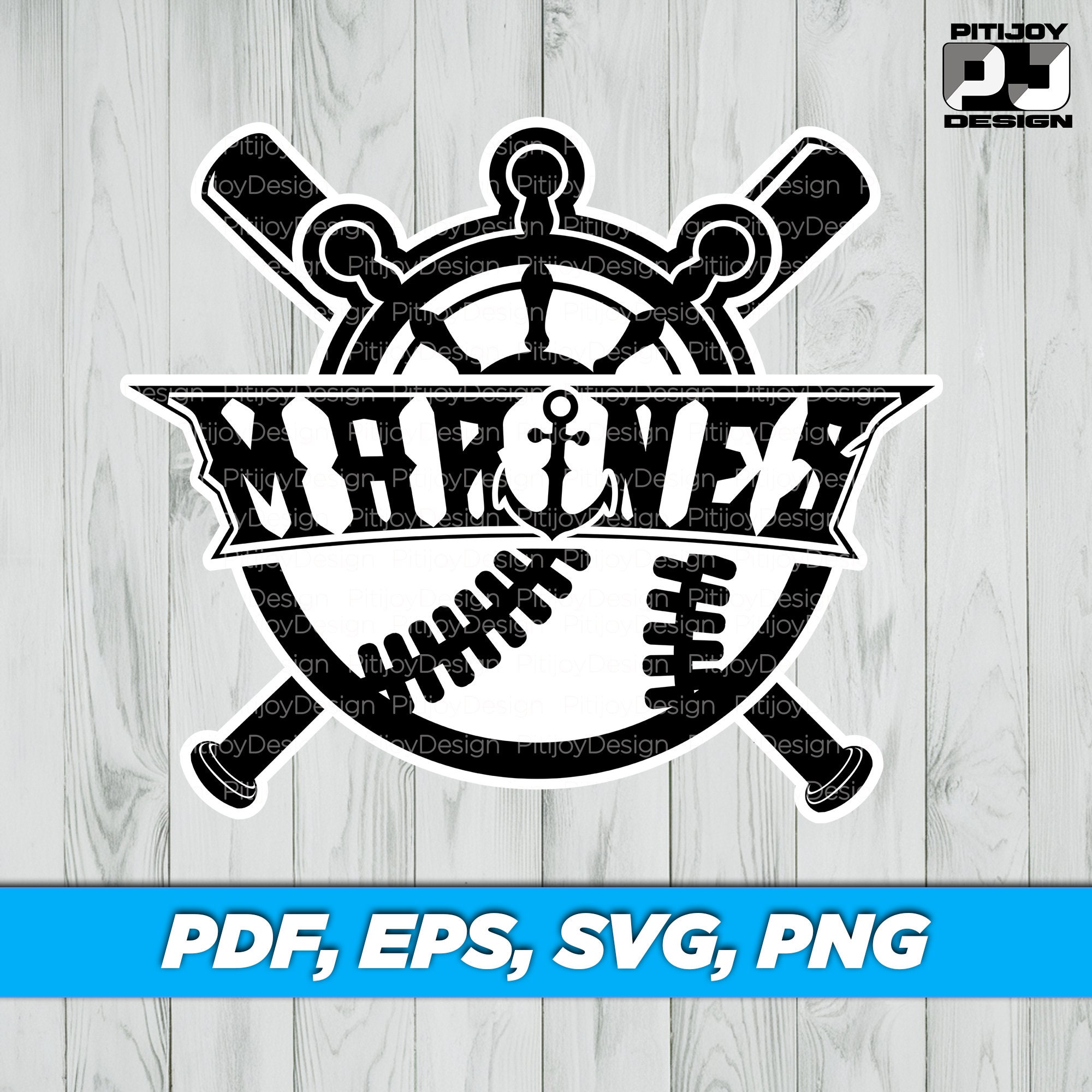 Mariners Baseball Team Mascot Design SVG, EPS, PDF, Png Digital ...