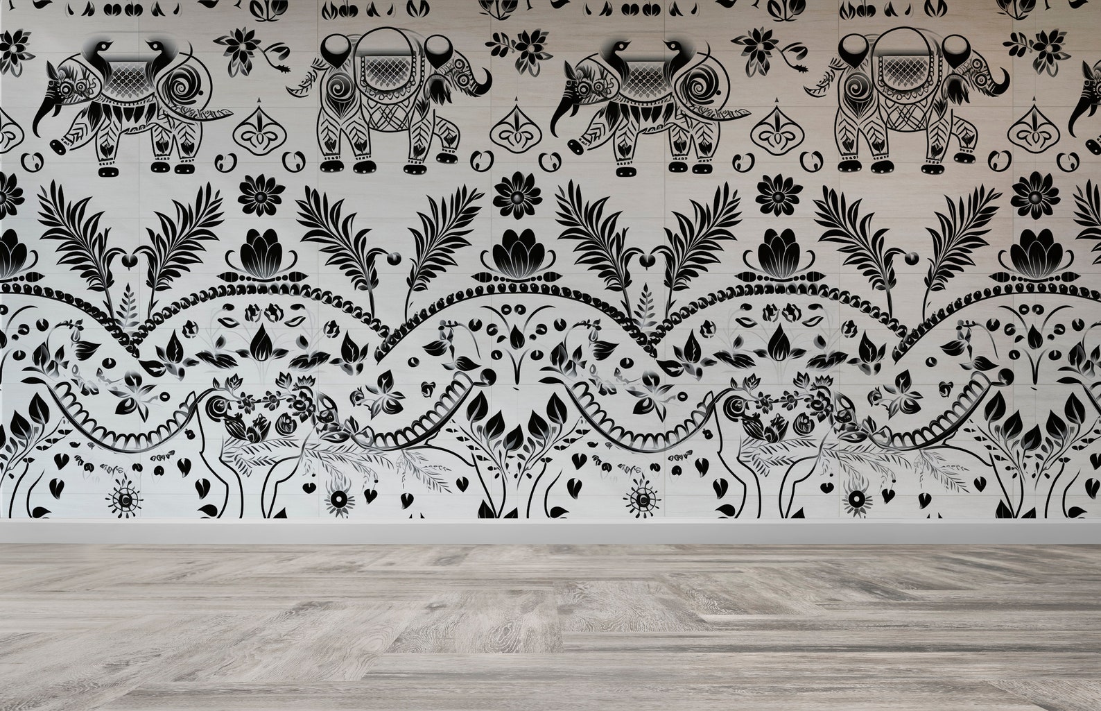 Black and White, BW Floral Seamless Repeat Pattern, Backgrounds ...