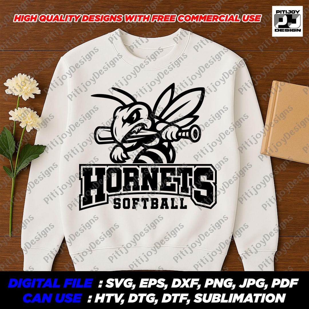 Hornets Softball Svg Mascot Cut File for Cricut and Sublimation, Fierce ...