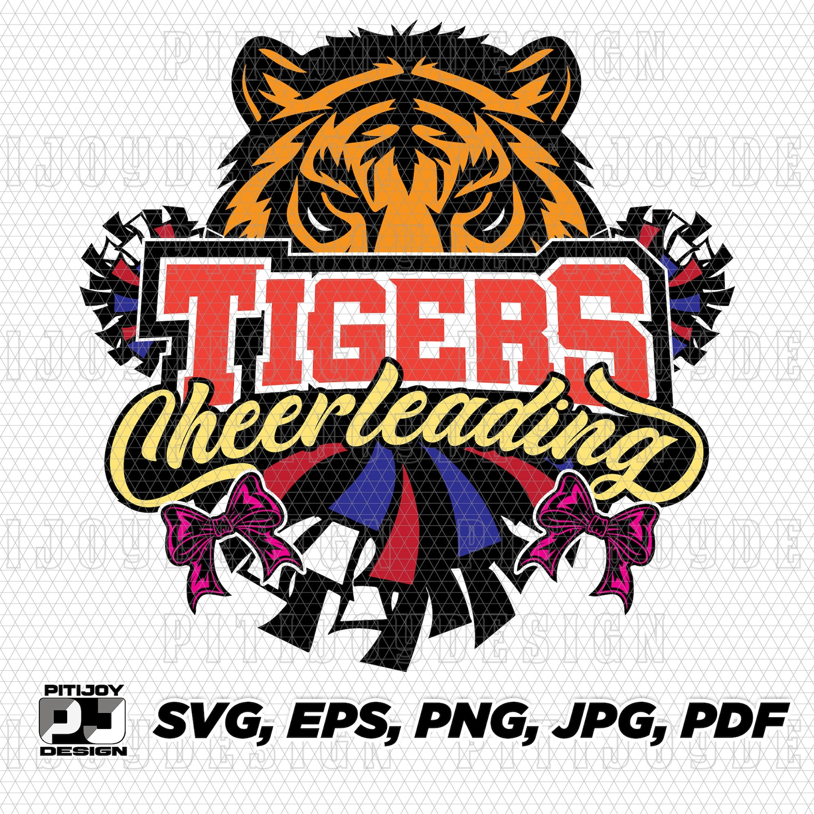 Tigers Cheerleading Svg, Tiger Cheer Svg, Tiger Cheerleading Svg ...