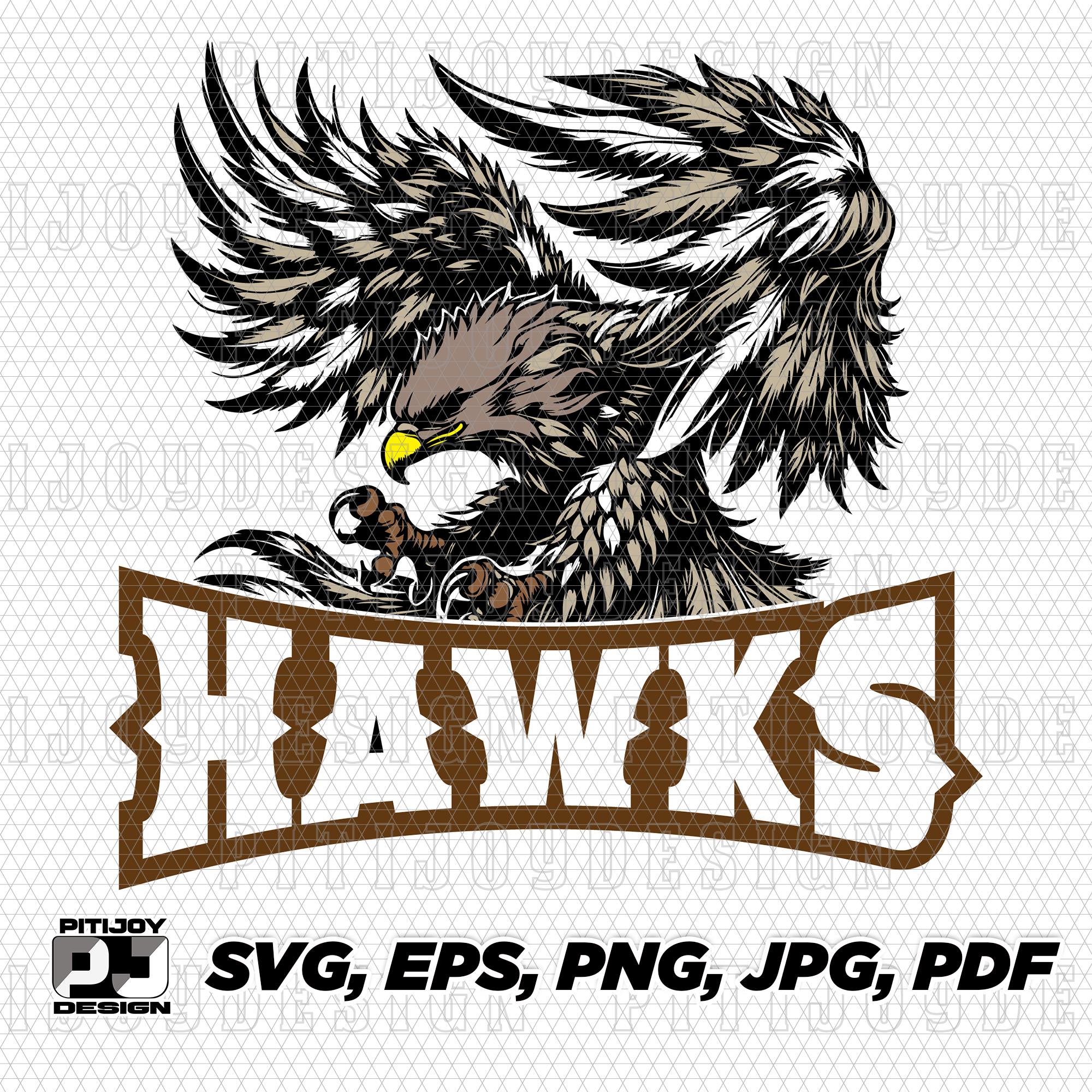 Hawks Svg, Hawk Svg, Hawks Png, Hawk Png, Hawks Mascot Svg, Hawks ...