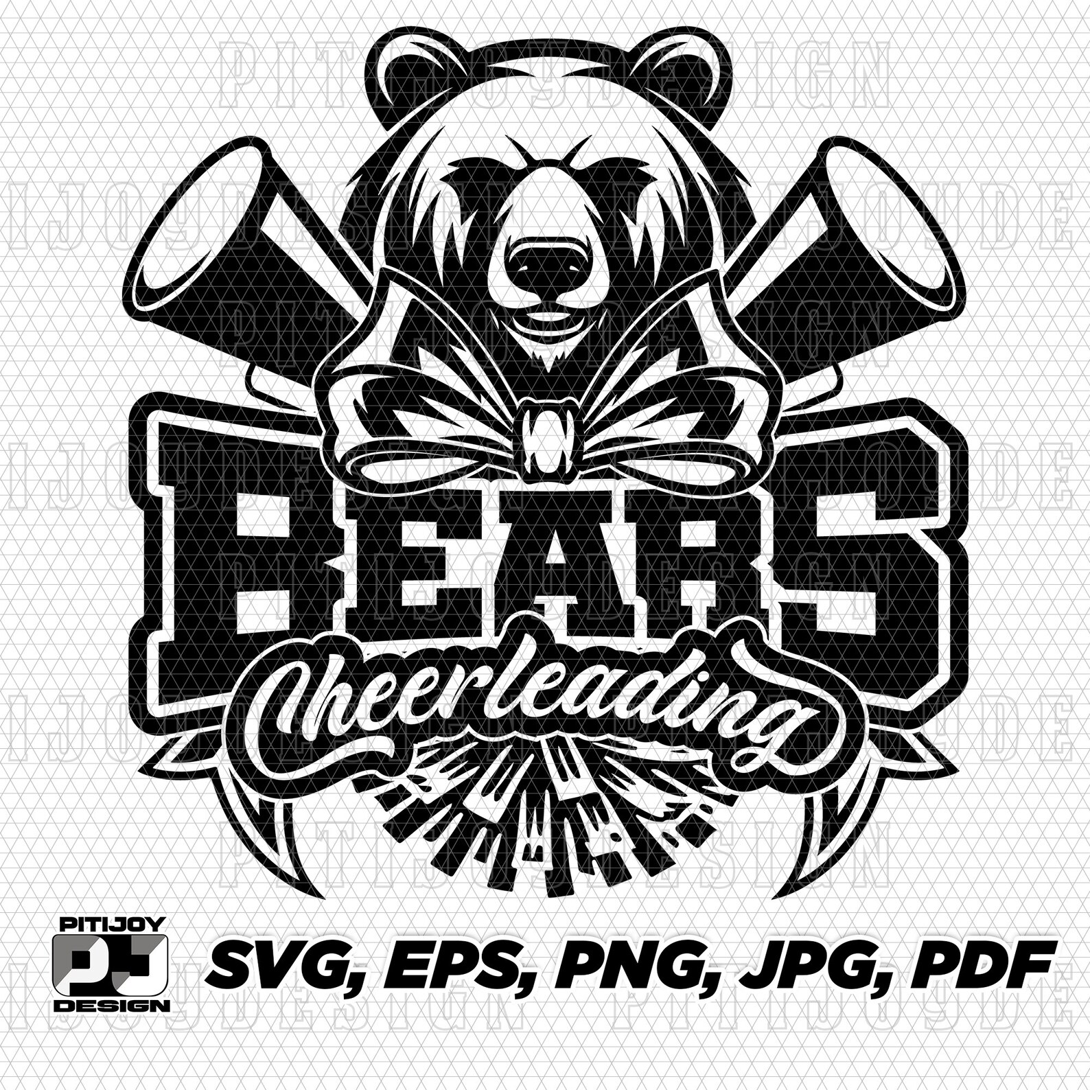 Bears Cheerleading Svg, Bear Cheerleading Svg, Bears Cheerleading Png ...