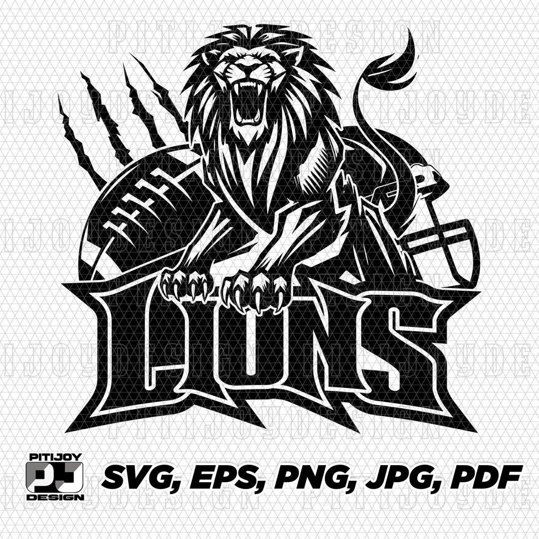Lions Football Svg, Lion Football Svg, Lions Svg, Lion Svg, Lions ...