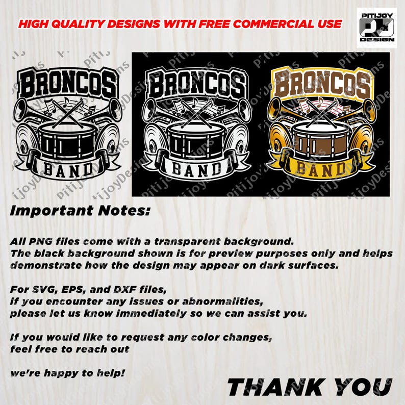 Broncos Band Drumline Svg With Trumpet and Drum, School Marching Band ...