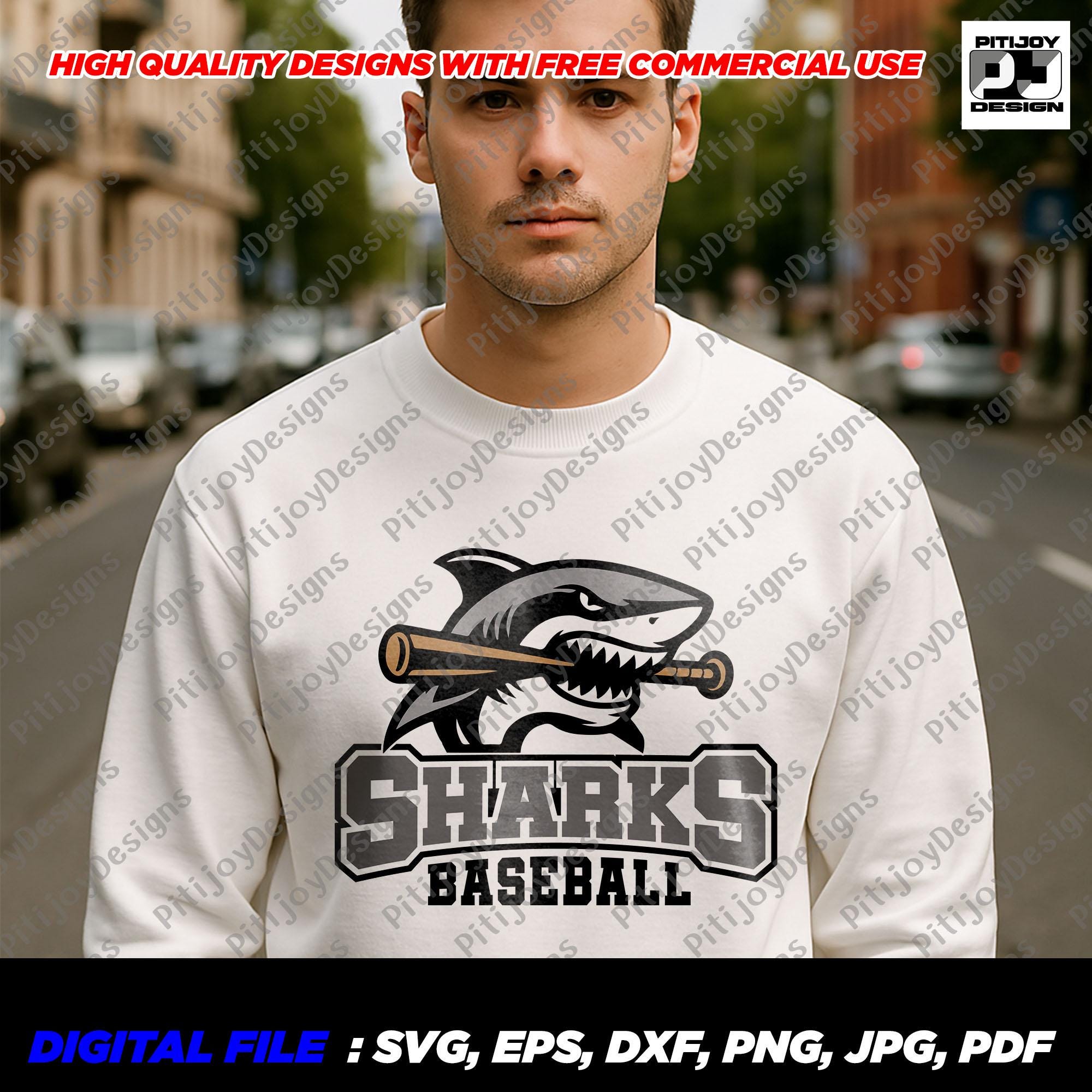 Sharks Baseball Svg Mascot Cut File for Cricut and Sublimation, Fierce ...