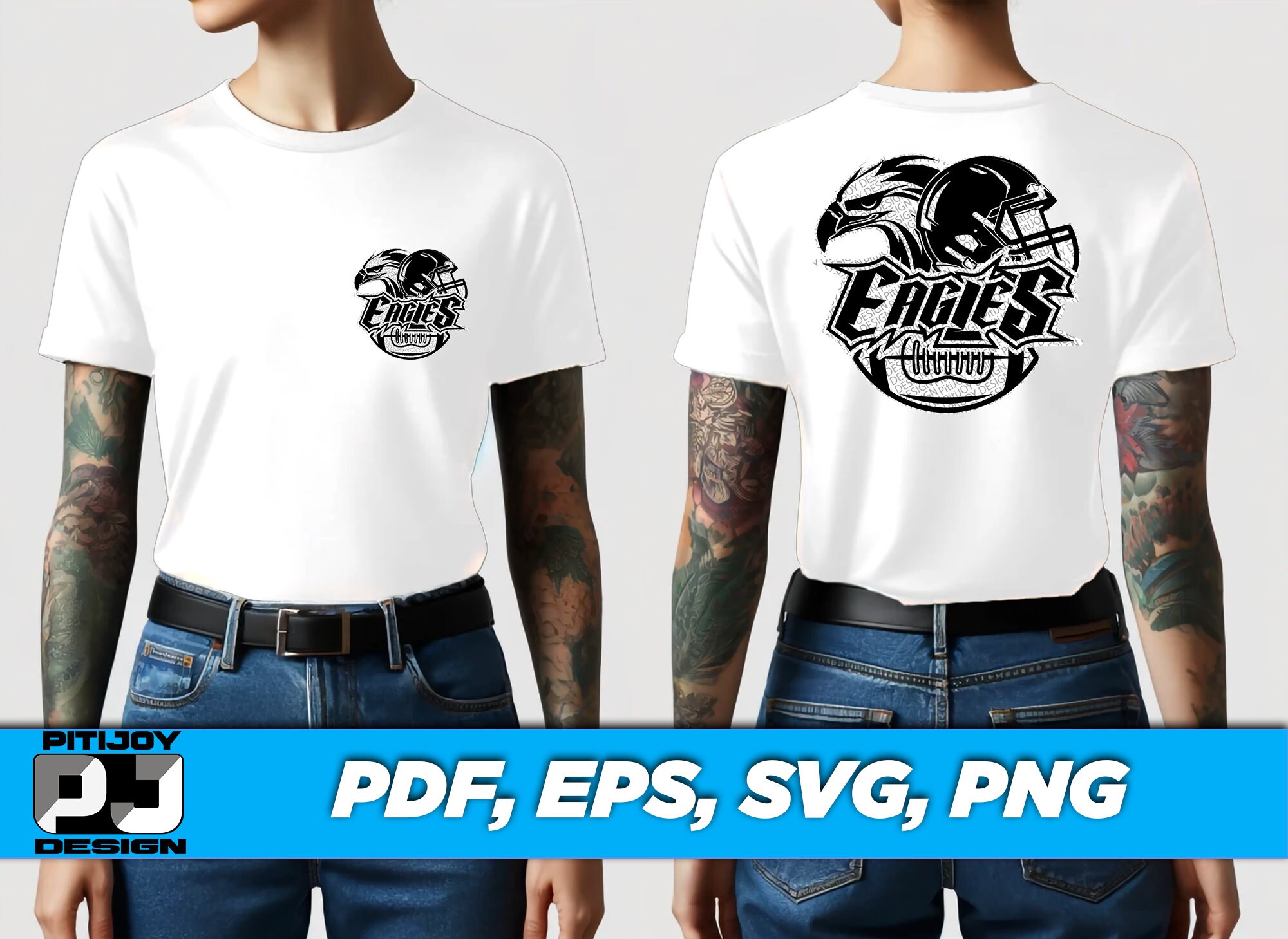 Eagles Football Team Mascot Design for Custom T-shirts, Posters, Bird ...