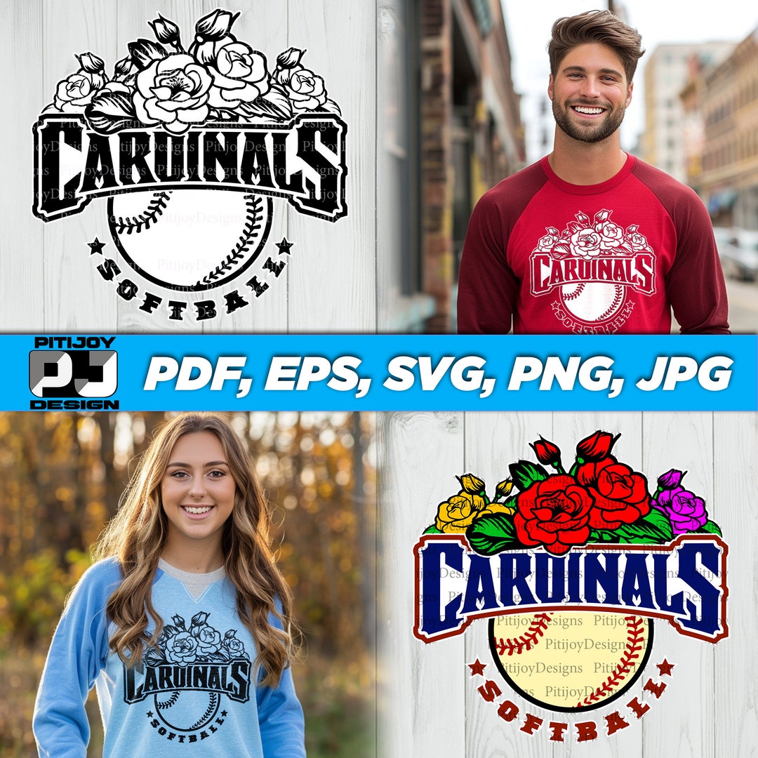 Cardinals Softball Team Mascot Design With Colorful Flowers for ...