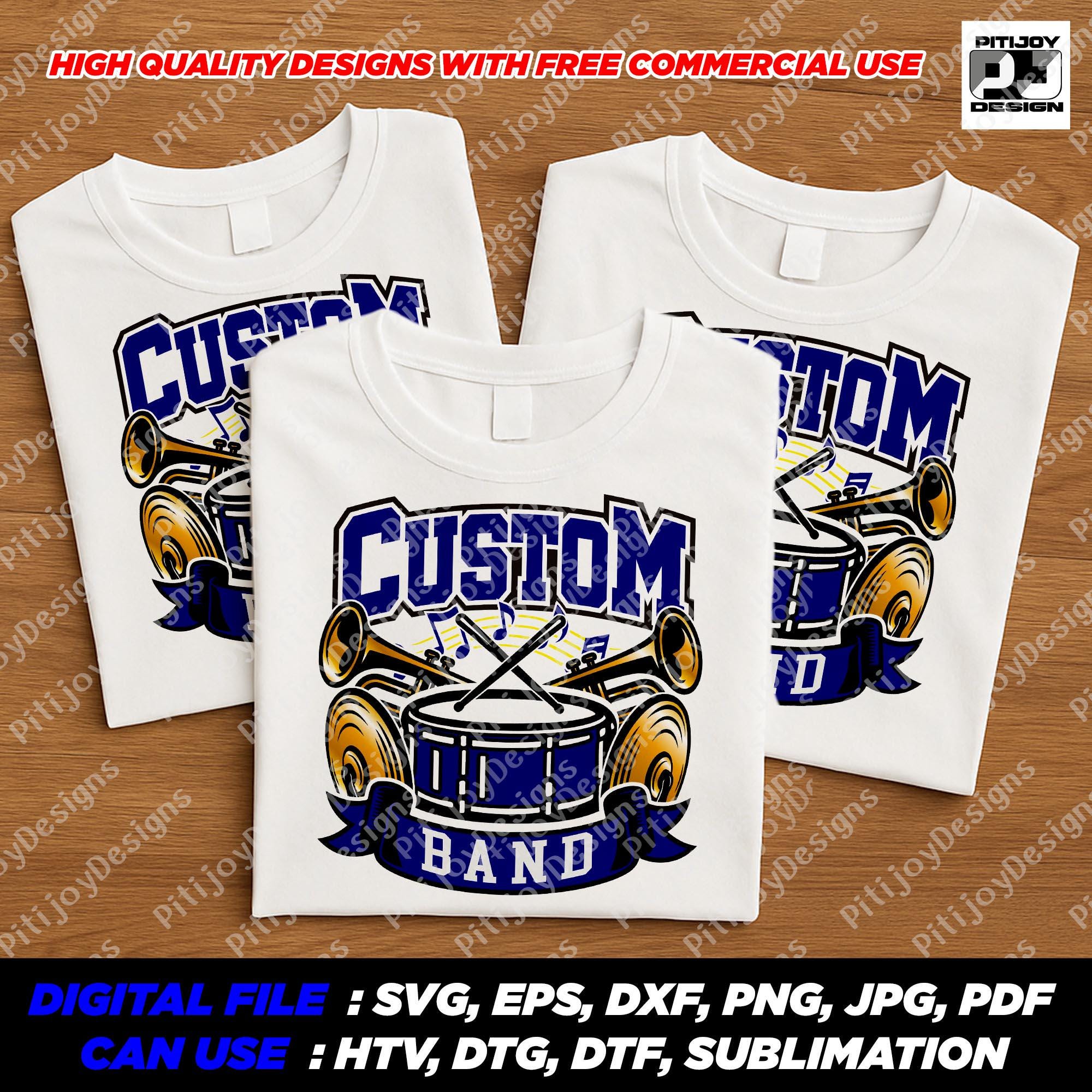 Custom Band Drum and Trumpet Logo Svg, School Marching Band Clipart ...
