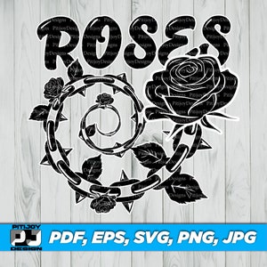 Rose Svg, Floral Svg, Roses and Thorns, Flower Svg, Rose Chain, Rose ...
