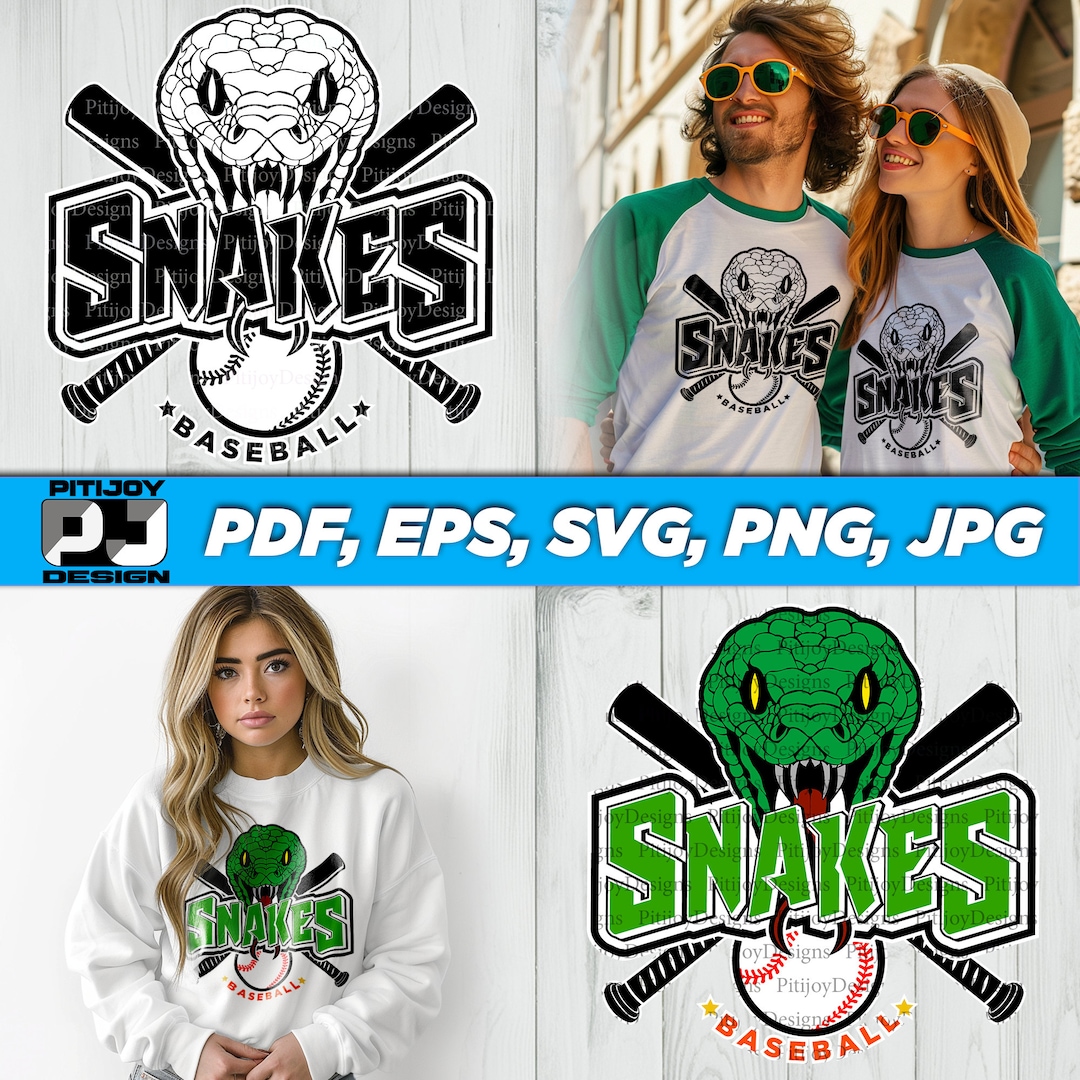 Snakes Baseball Team Mascot Design With Fierce Snake for Custom ...