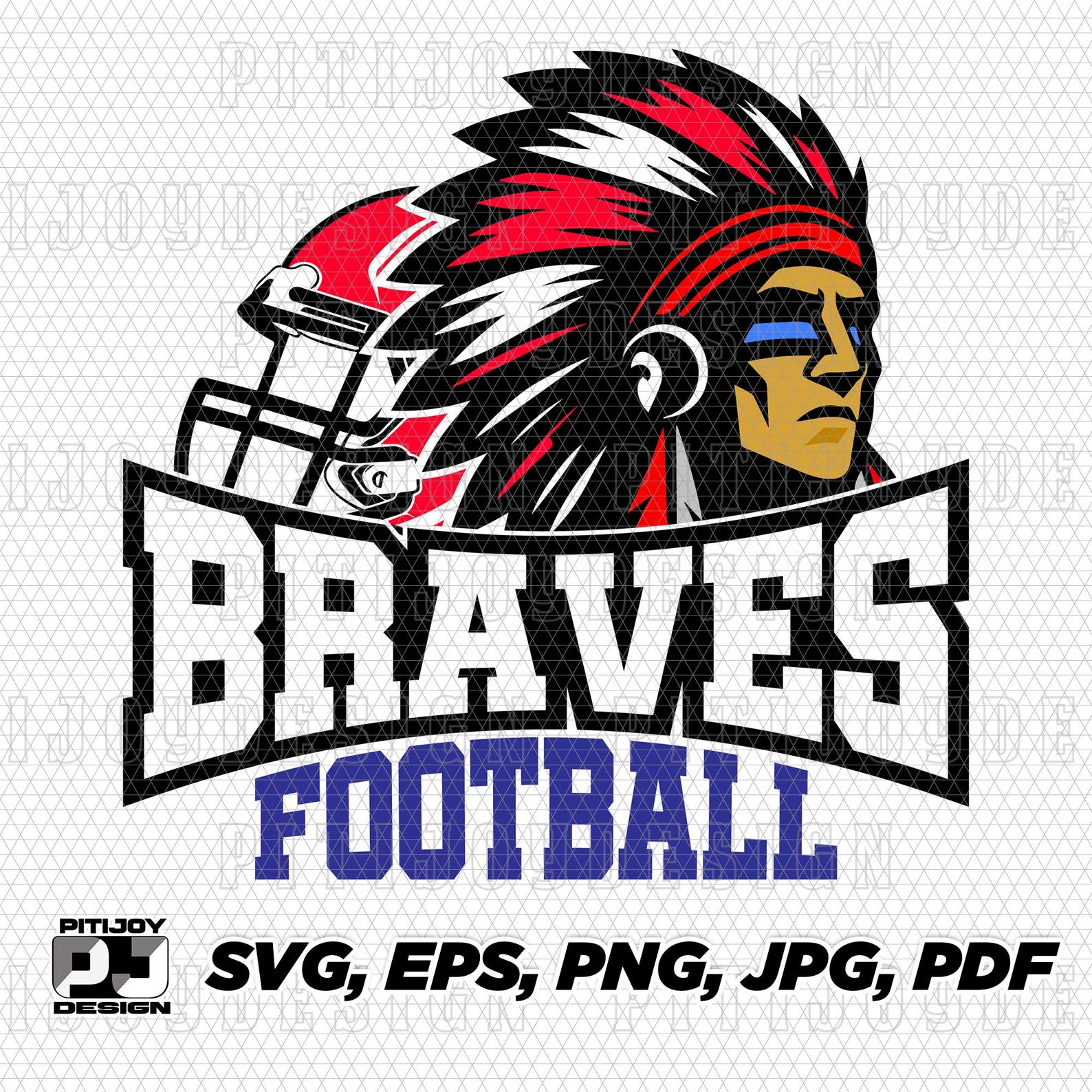 Braves Svg, Brave Svg, Braves Png, Braves Mascot Png, School Spirit Svg ...
