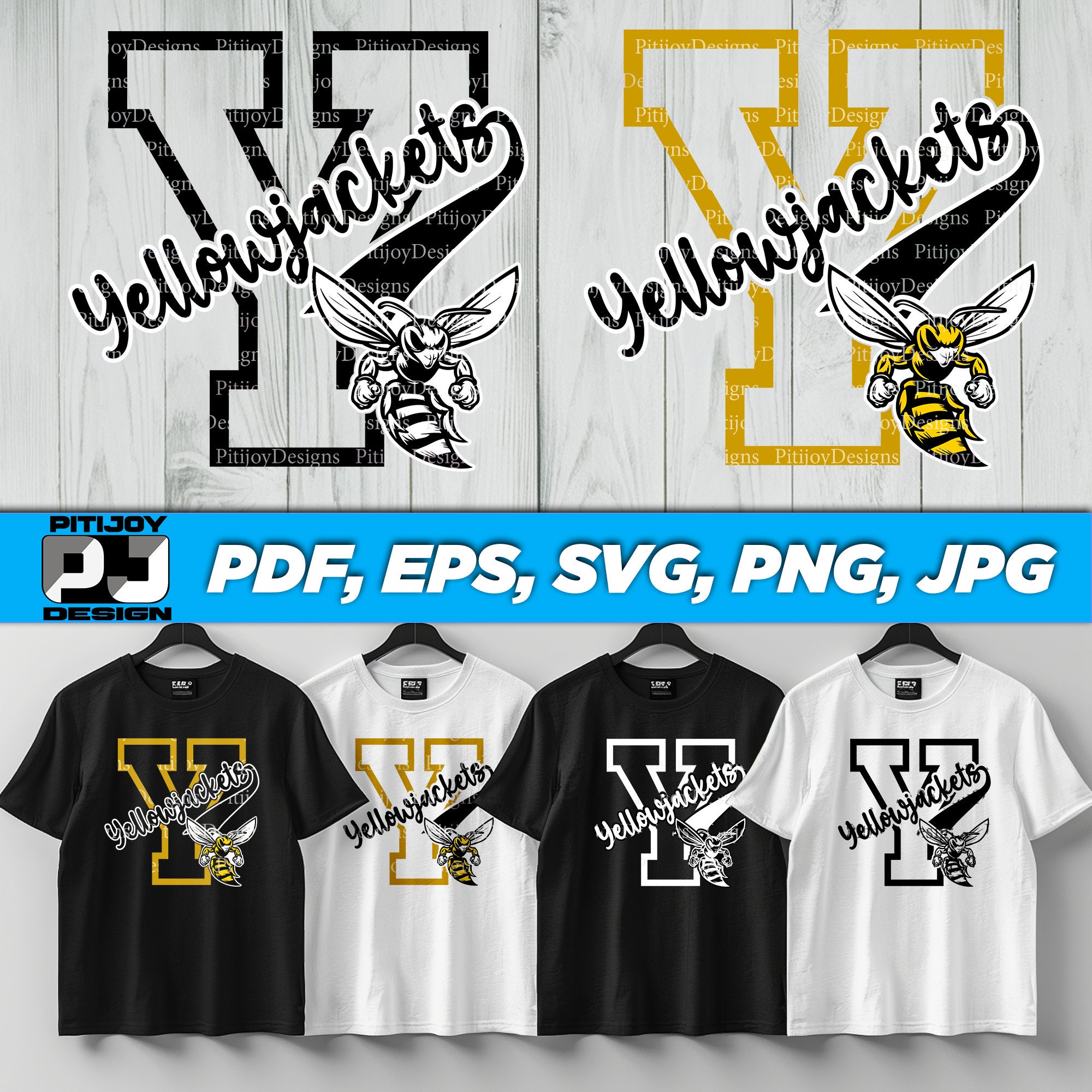 Yellowjackets Mascot SVG, School Spirit SVG, Yellowjackets Clipart ...