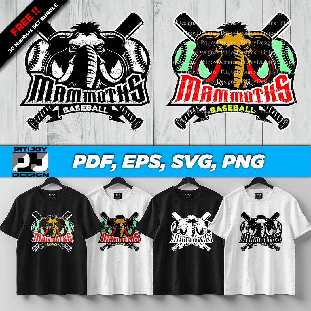 Mammoths Baseball Team Mascot Design for Custom Apparel, Perfect for ...